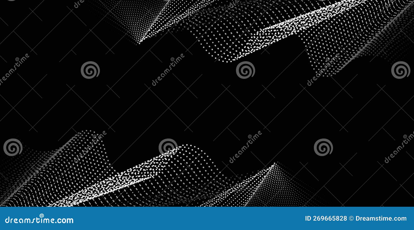 3D White Particle Wave Pattern on a Black Stock Vector - Illustration ...