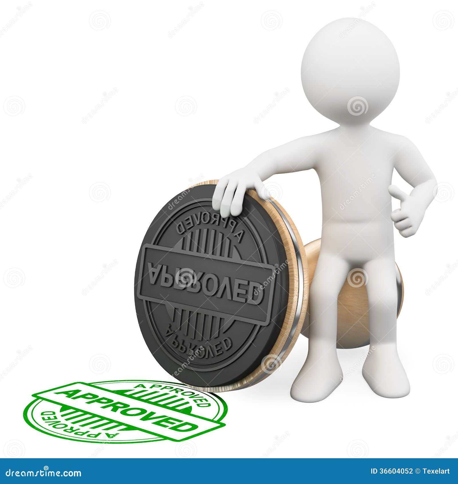 3D White People. Approved Rubber Stamp Stock Illustration ...