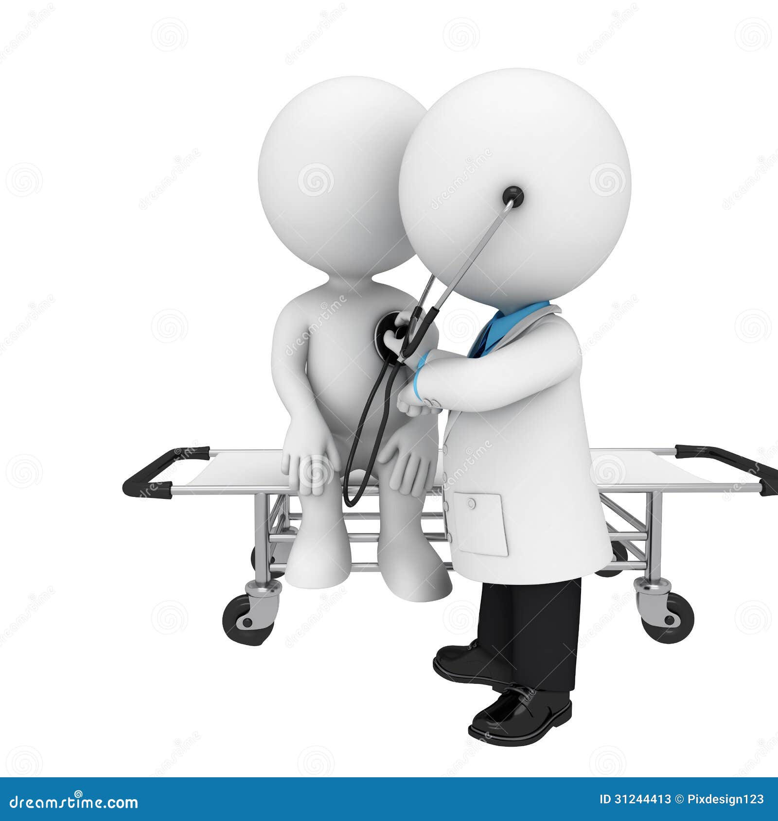 3d White People As Doctor with Patient Stock Illustration ...