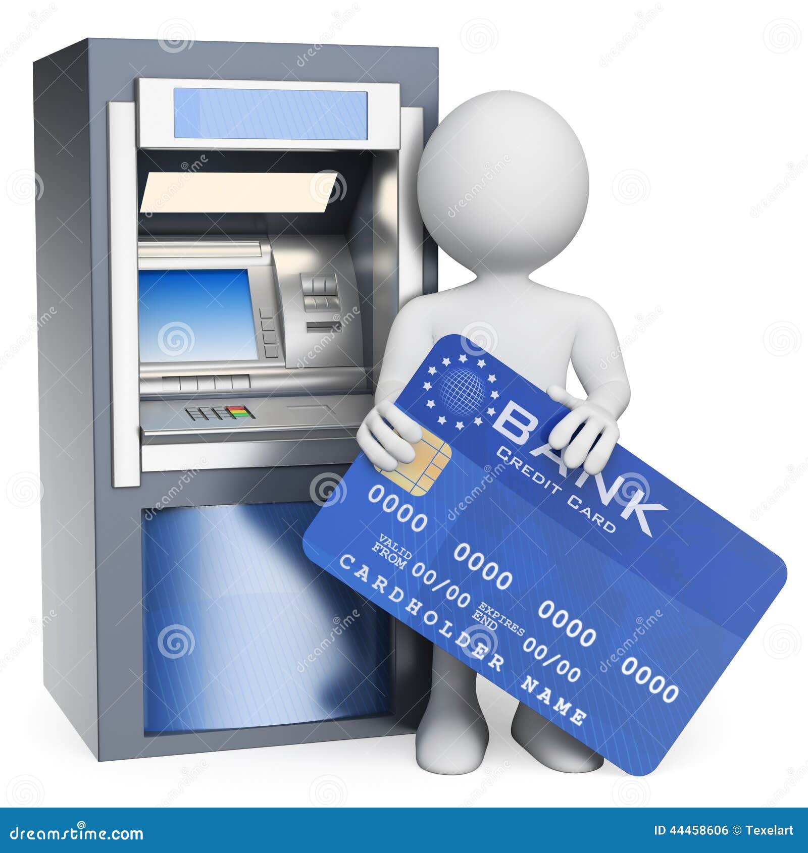 3D white people. ATM stock illustration. Illustration of automated ...