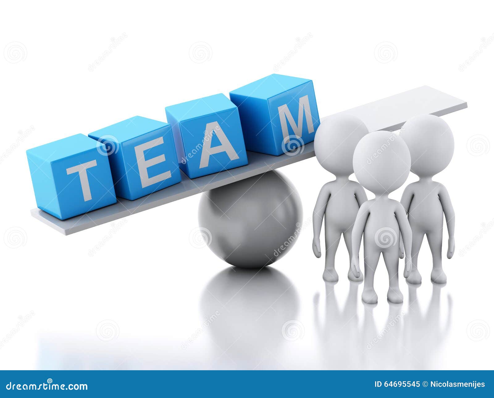 3d White People and a Balance. Team Concept Stock Illustration ...