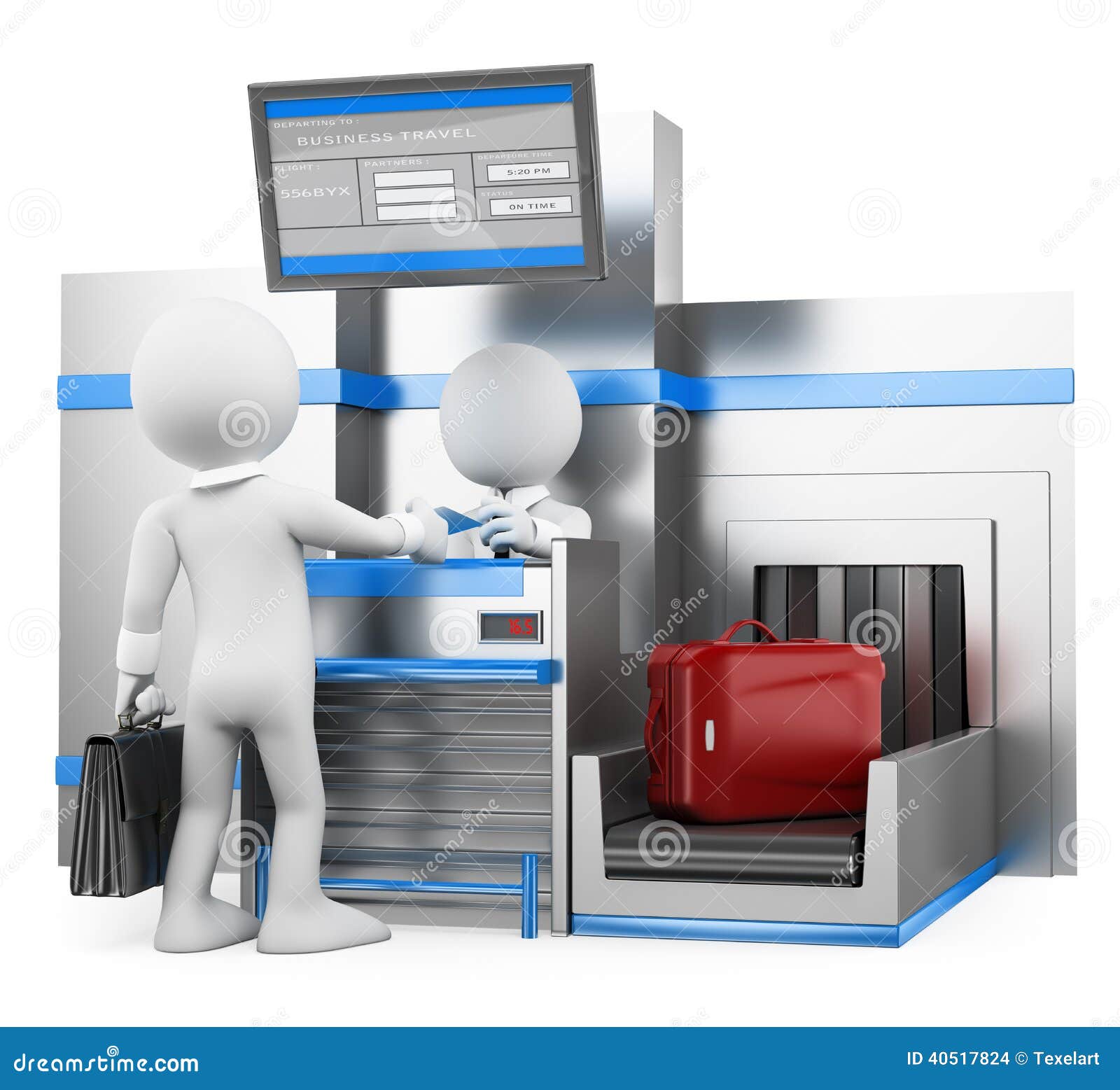 3D White People. Businessman Checking Baggage In Airport Royalty-Free ...