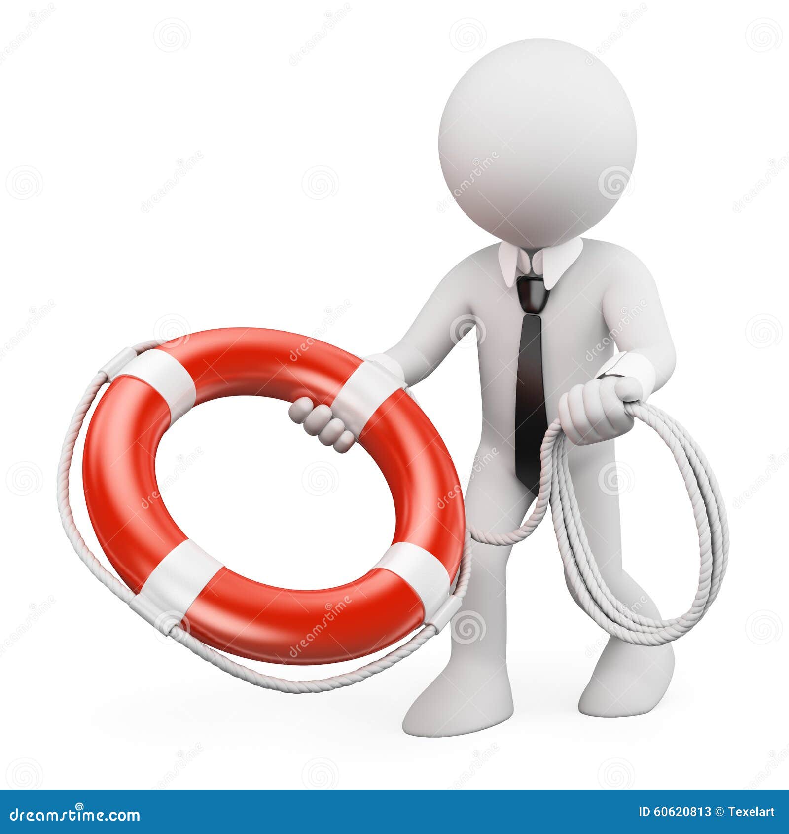 3D White People. Businessman Throwing A Life Preserver Royalty-Free ...