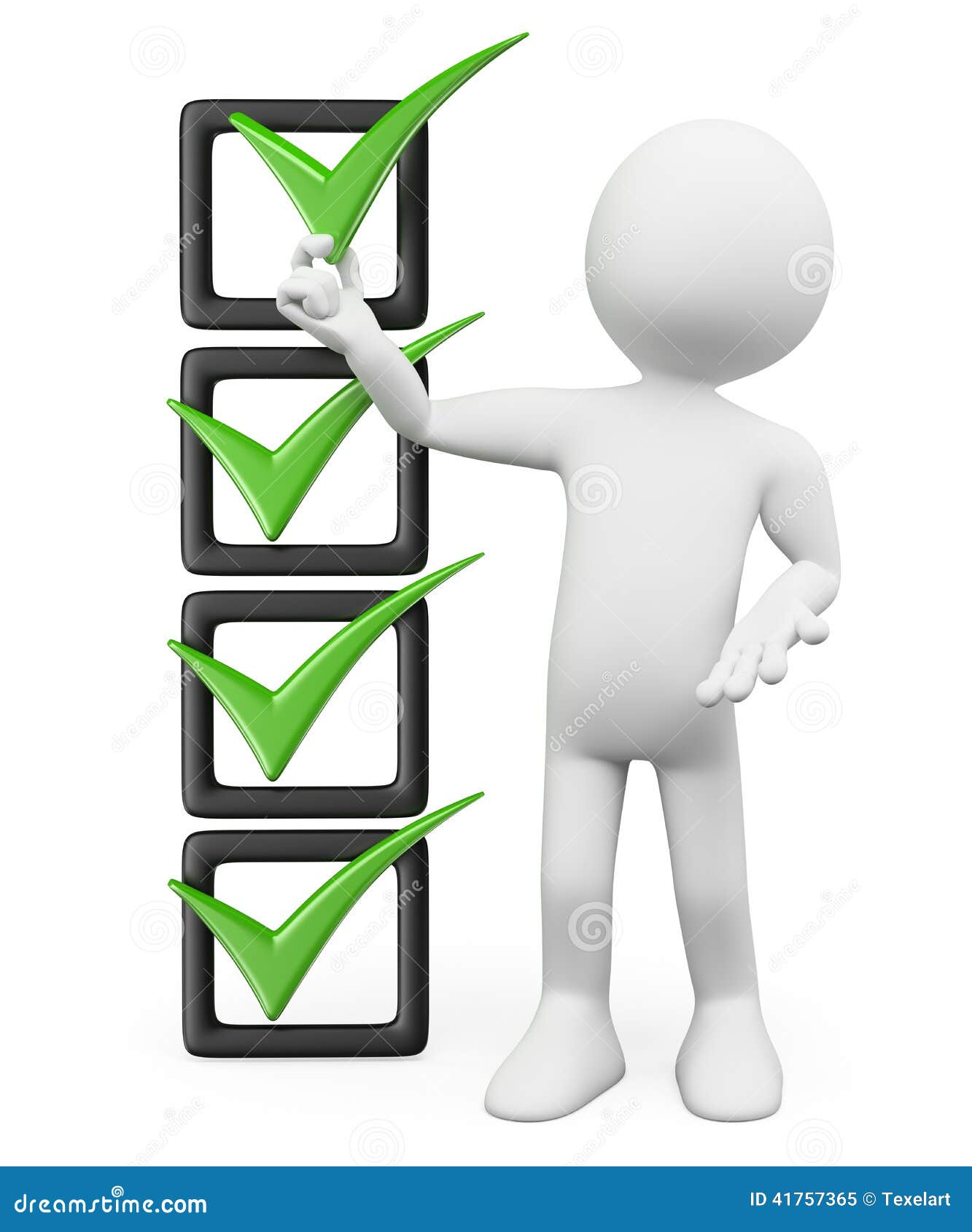 3D White People. Check List Stock Illustration - Illustration of human ...