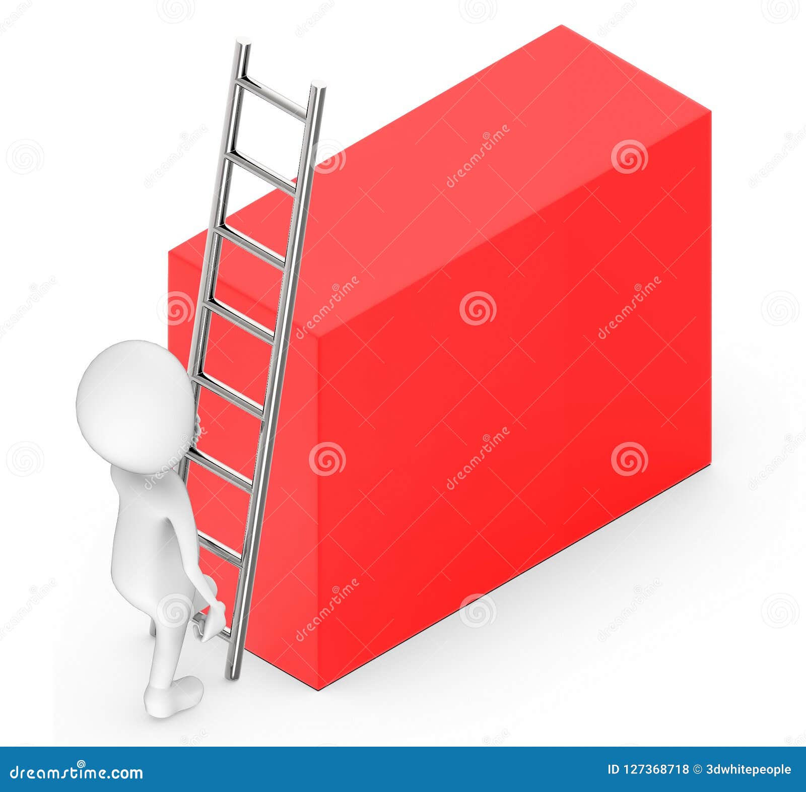 3d White People Climb Up with the Help of a Ladder Towards a Red ...