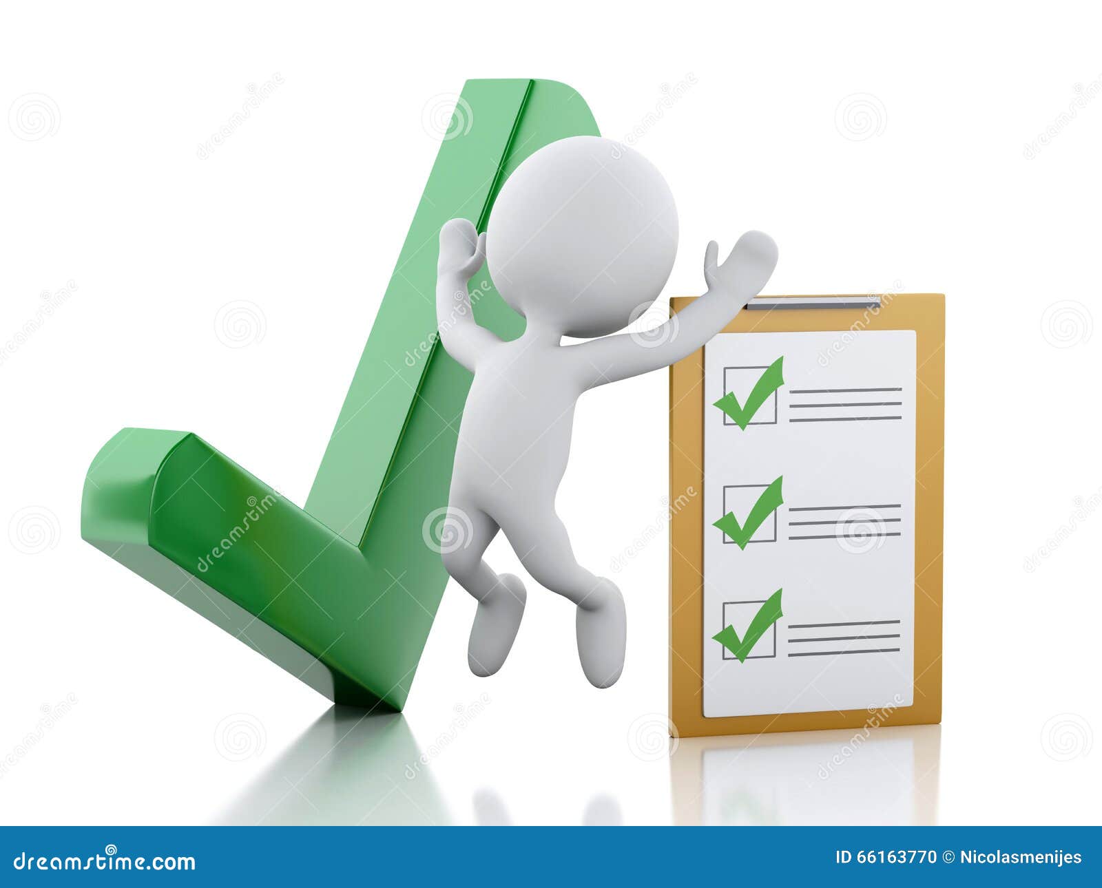 3d White People with Clipboard Checklist. Stock Illustration ...