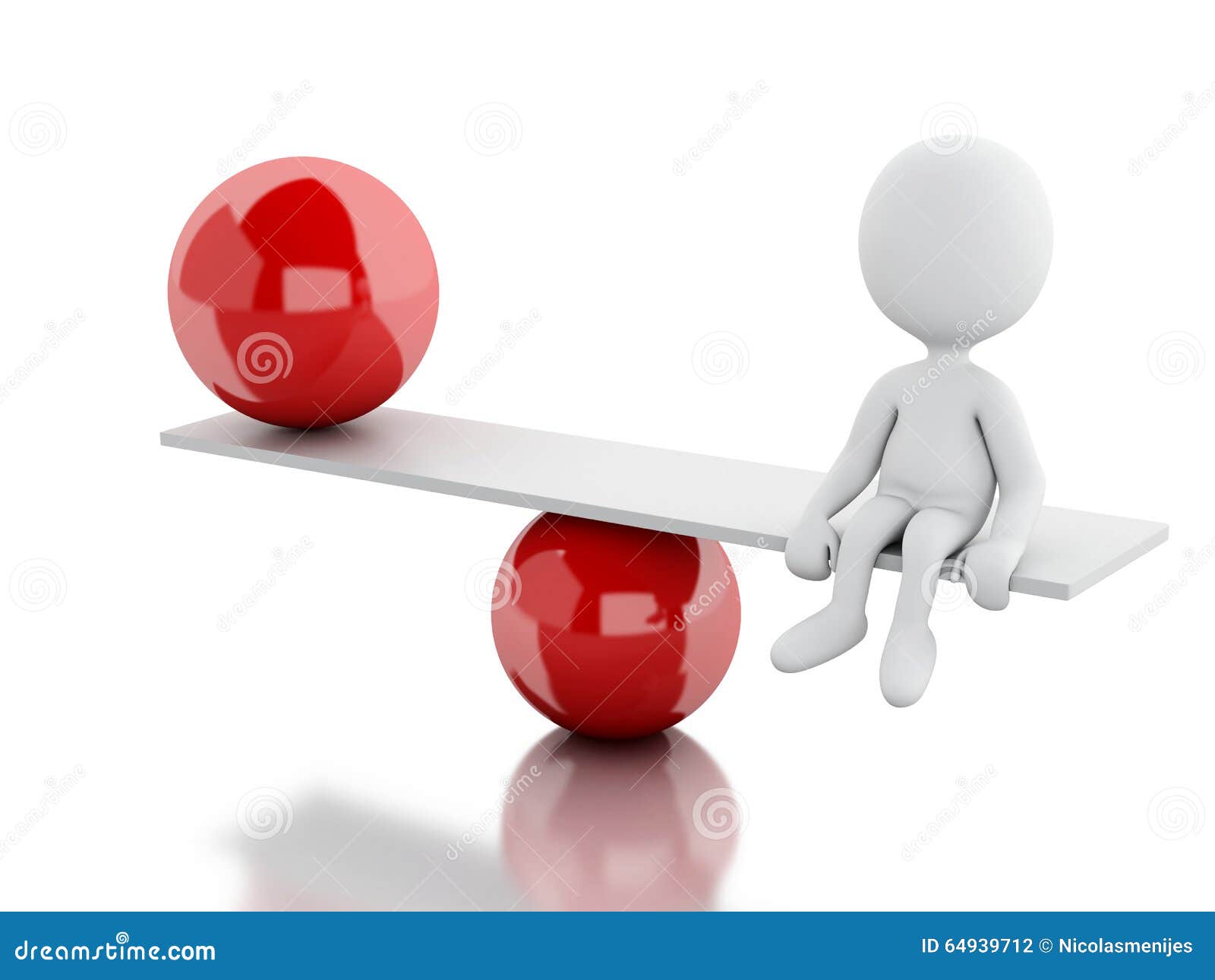 3d White People Equilibrium On Ball Stock Illustration - Image: 64939712