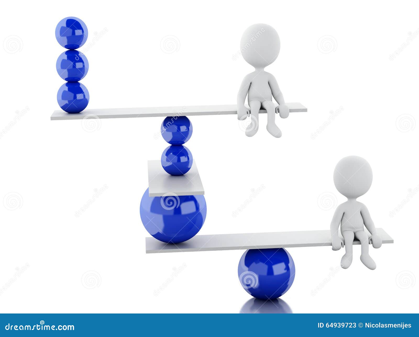 3d White People Equilibrium on Ball Stock Illustration - Illustration ...