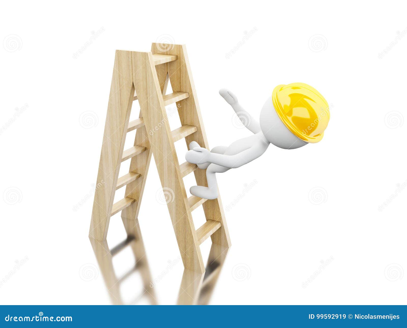 3d Injured Man - Ladder Accident Stock Illustration | CartoonDealer.com ...
