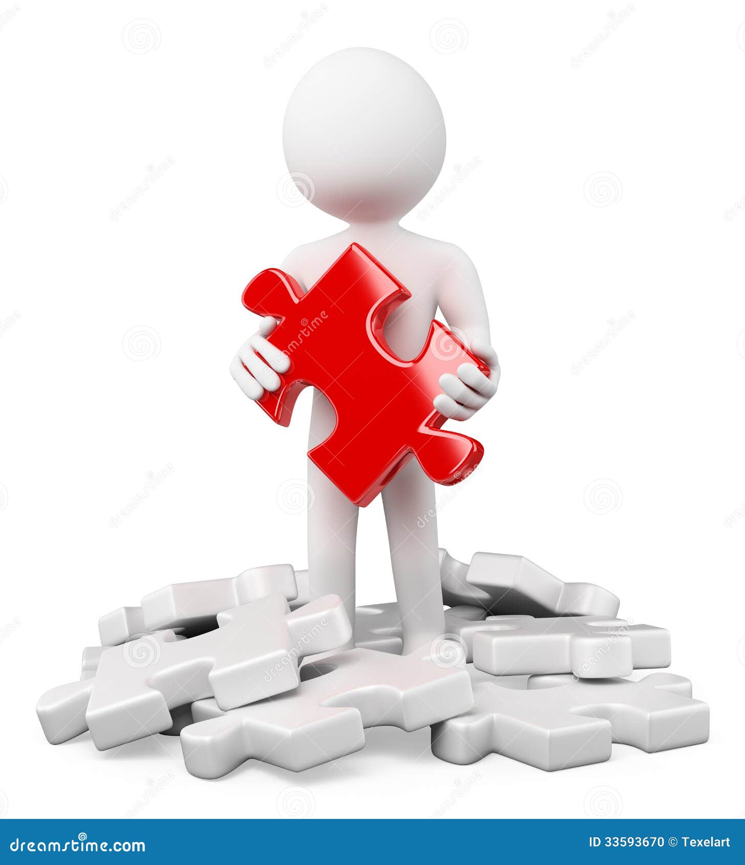 3D White People. Find the Solution. Puzzle Stock Illustration ...