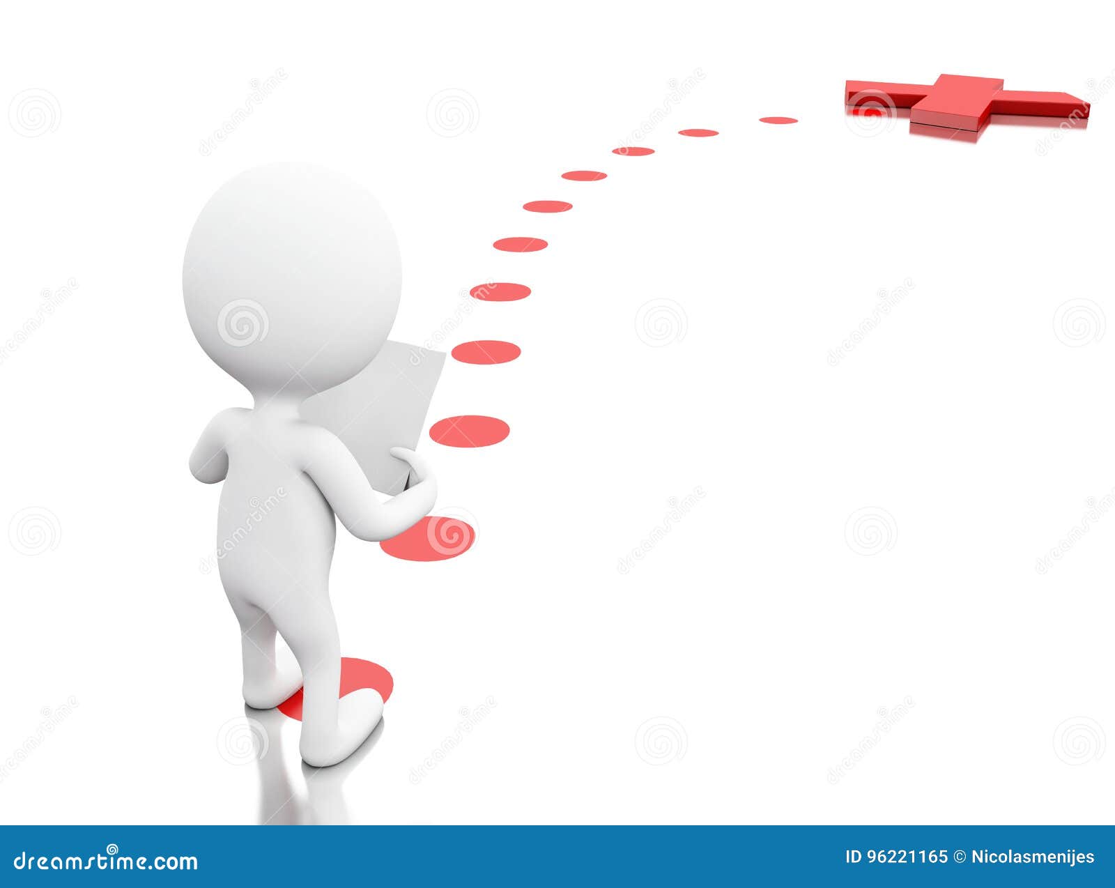 3d White People Following a Map in Search of the Stock Illustration ...