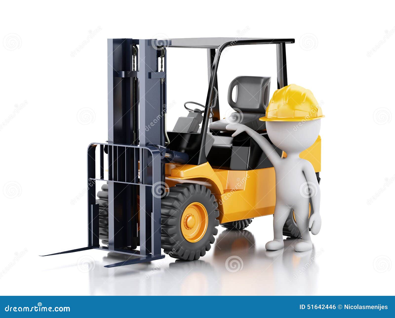 3d White People with a Forklift Truck. Stock Illustration ...
