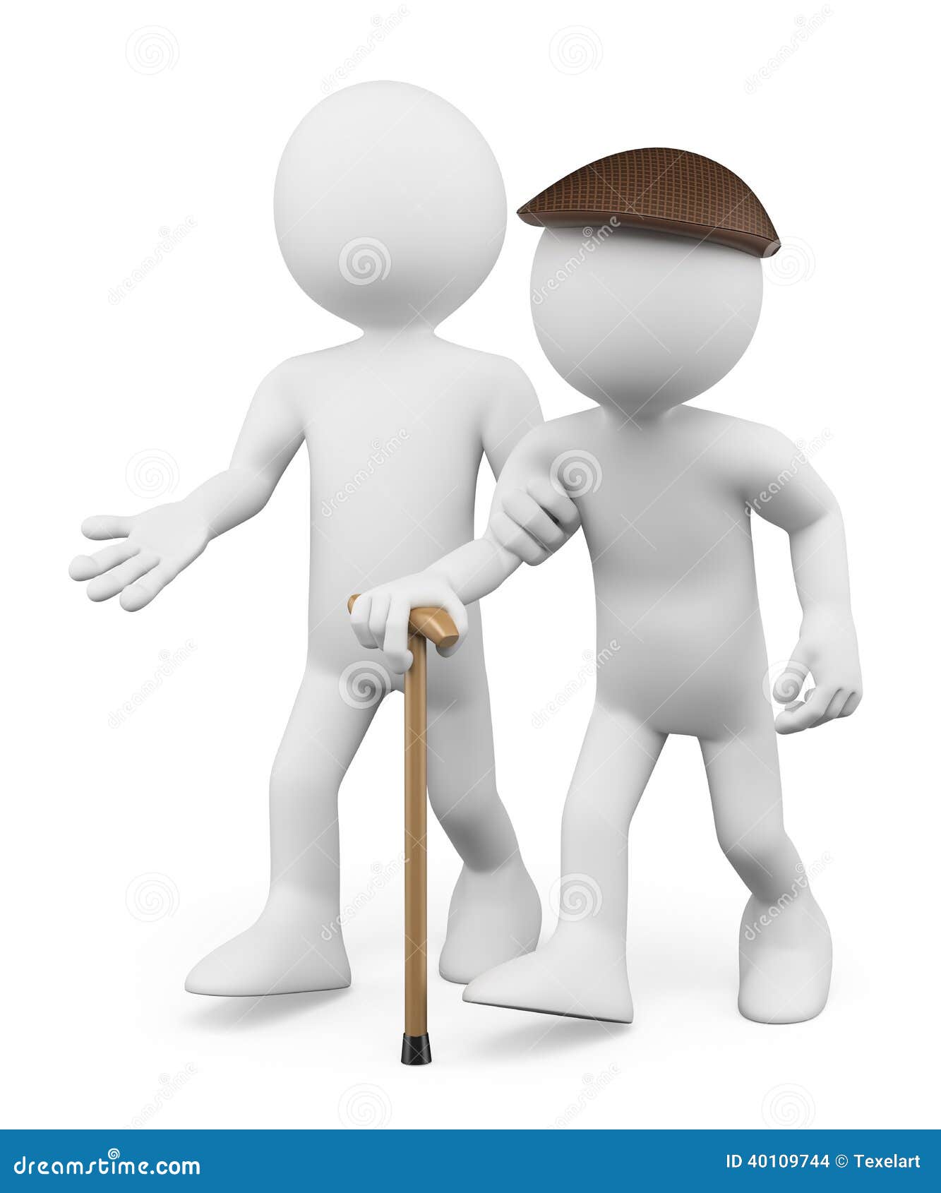 3D White People. Helping the Elderly Stock Illustration - Illustration ...