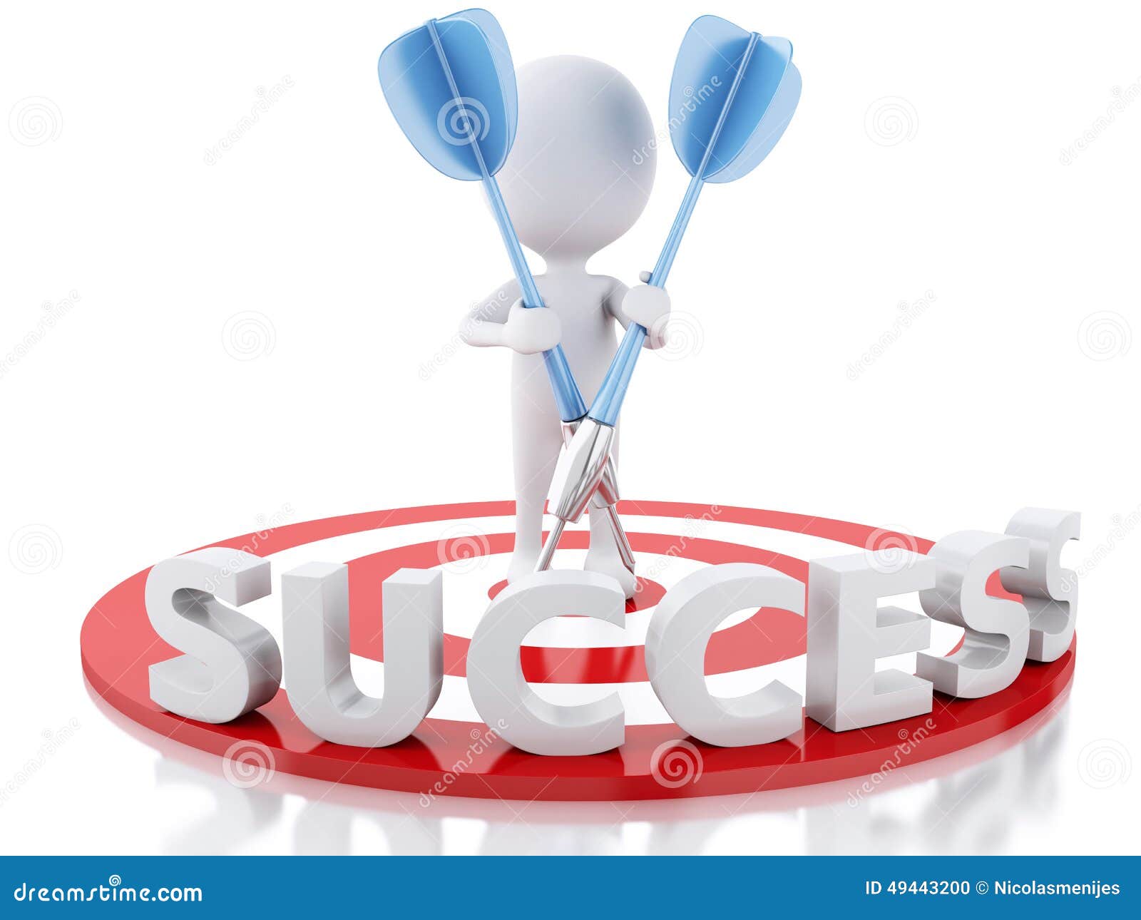 3d White People Hit the Red Target. Success Concept Stock Illustration ...