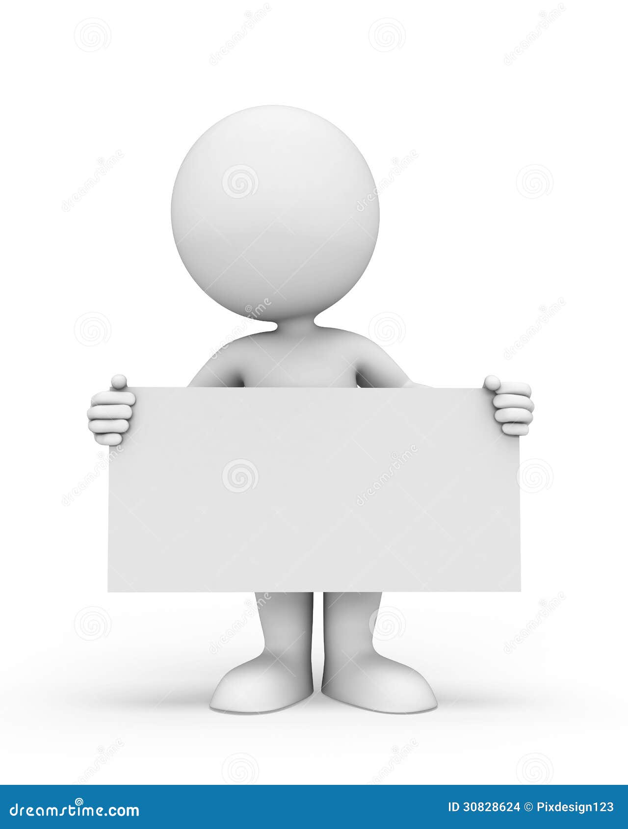 3d White People Holding Big White Sign Stock Illustration ...