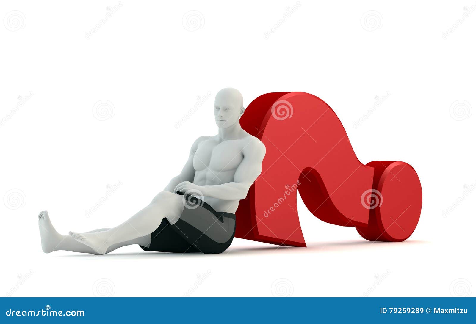 3D White People Looks for an Idea Stock Illustration - Illustration of ...