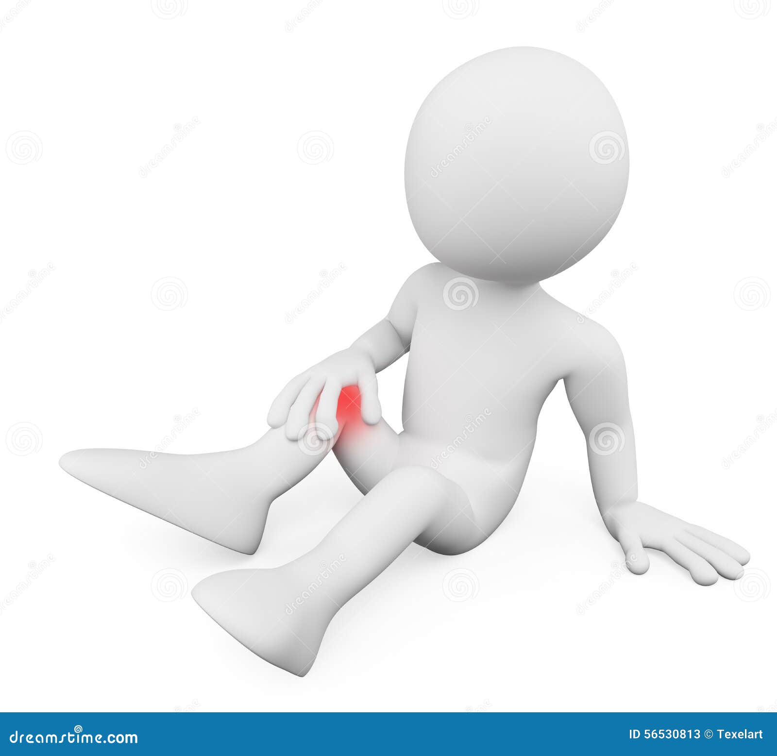 3D White People. Man with Knee Pain Stock Illustration - Illustration ...