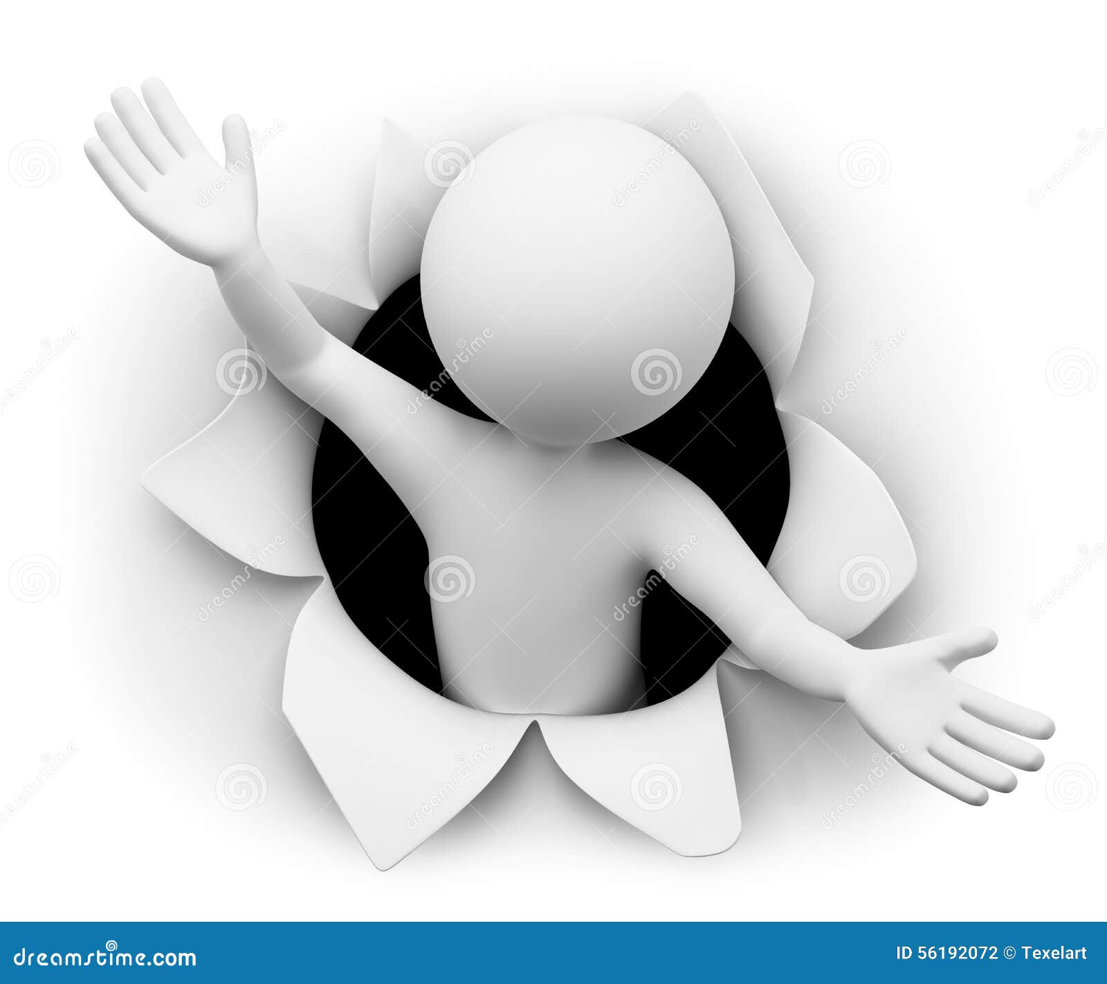 3D White People. Man Leaving A Hole In The Paper Stock Photography ...