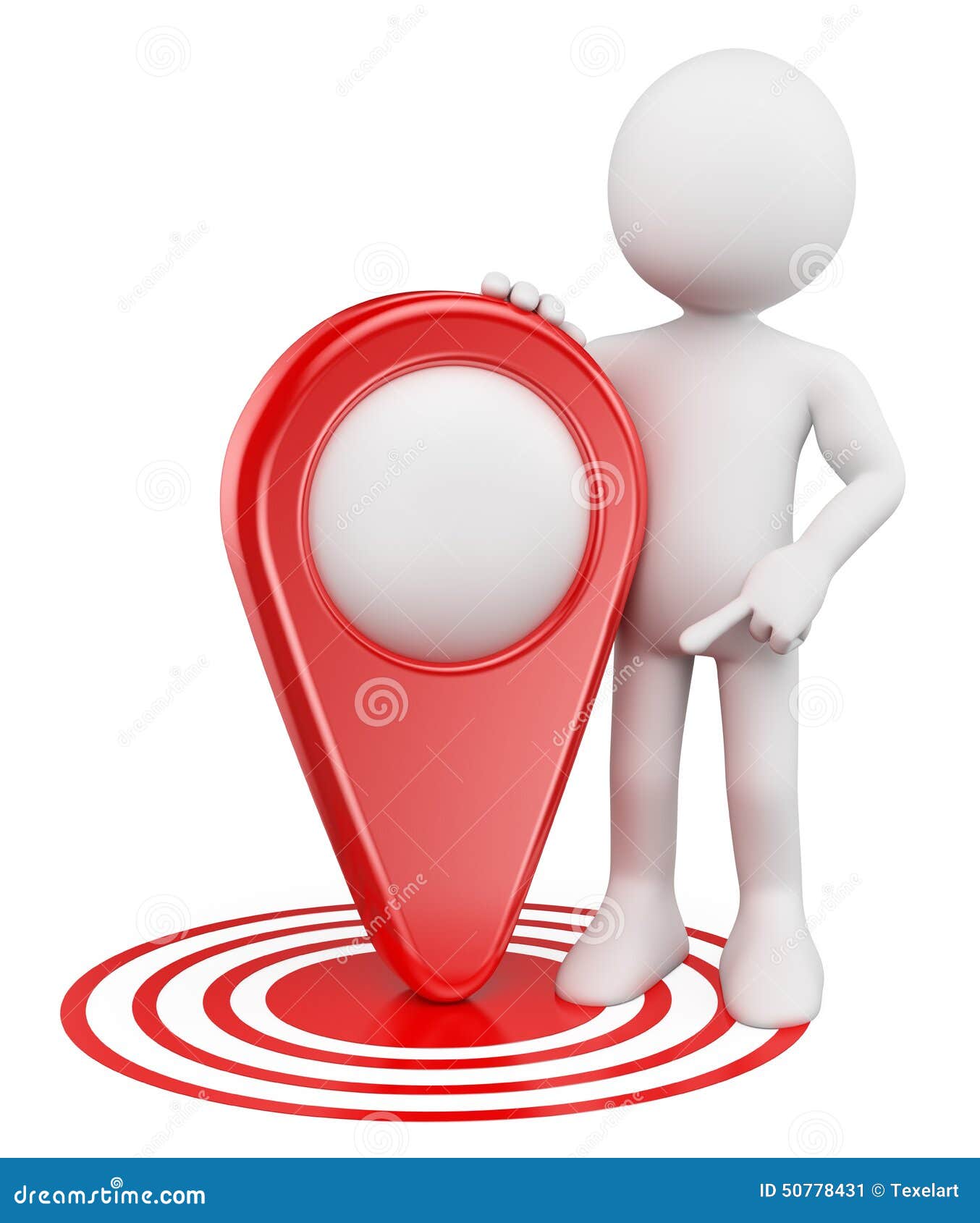 3D White People. Man in a Point of Interest Stock Illustration ...