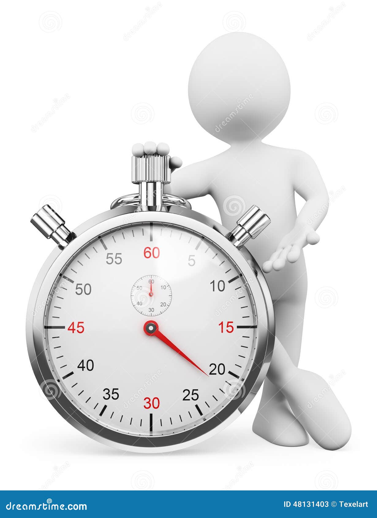 3D White People. Man with a Stopwatch Stock Illustration - Illustration ...
