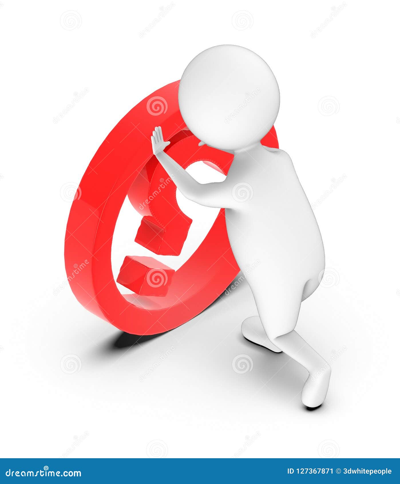 3d White People Moving a Question Mark Sign Stock Illustration ...
