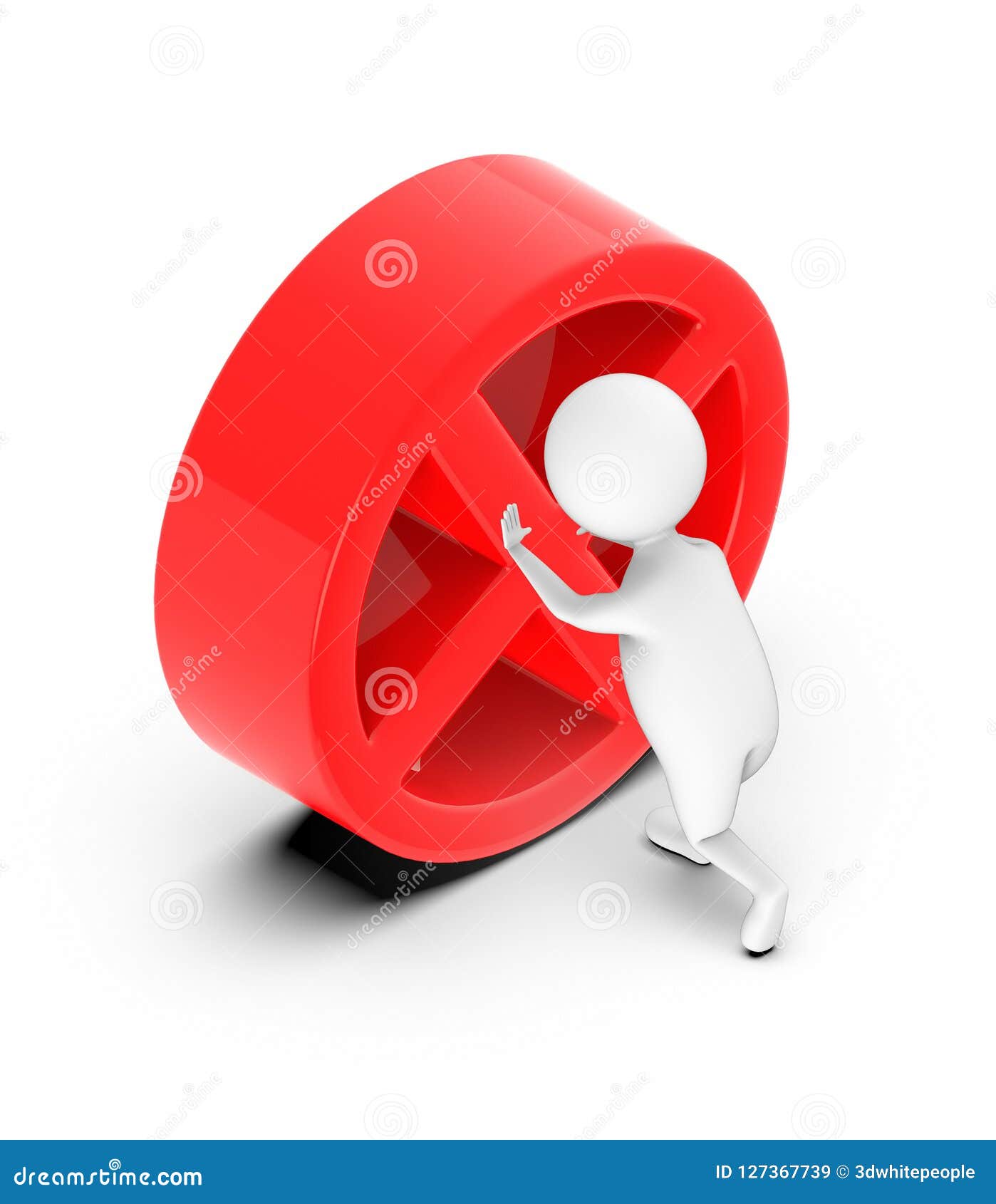 3d White People Moving a Wrong Cross Sign Stock Illustration ...