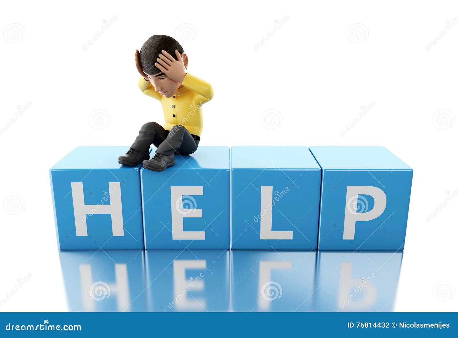 3d white people need help stock illustration. Illustration of business ...