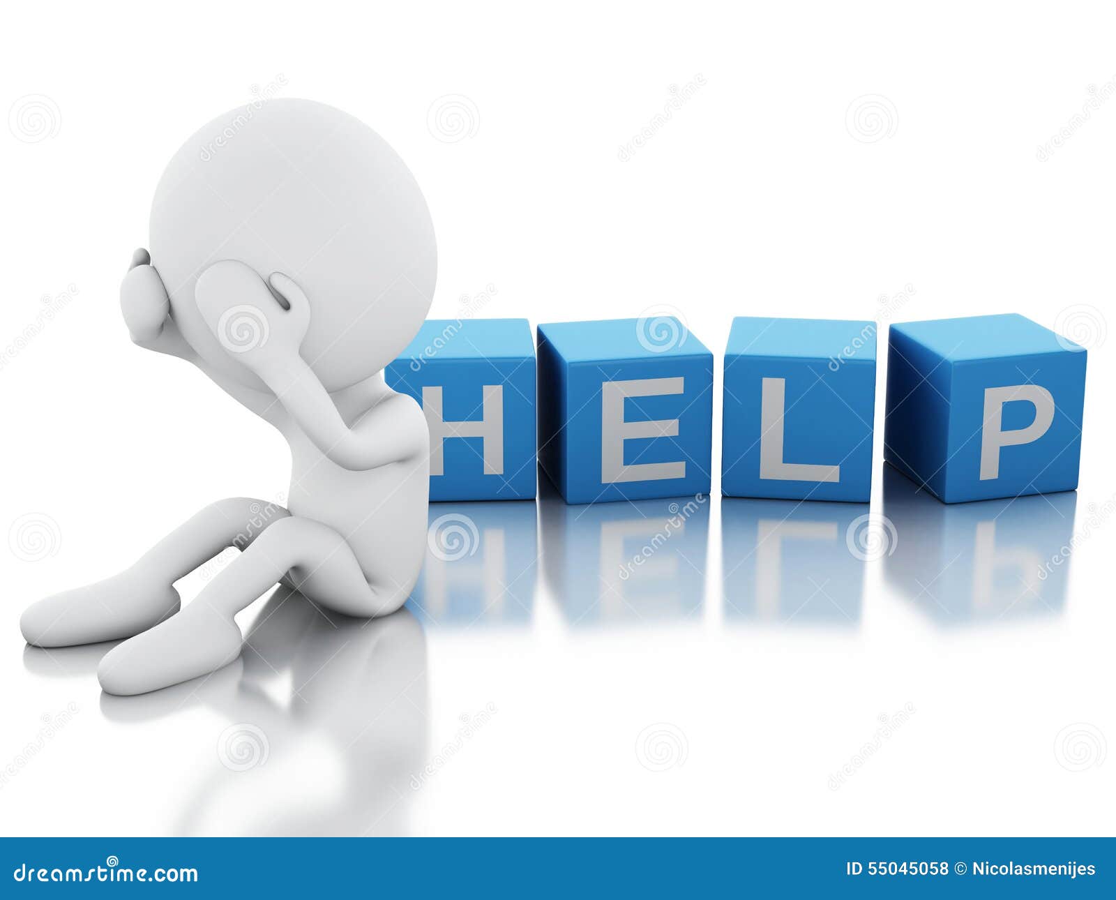 3d white people need help stock illustration. Illustration of question ...