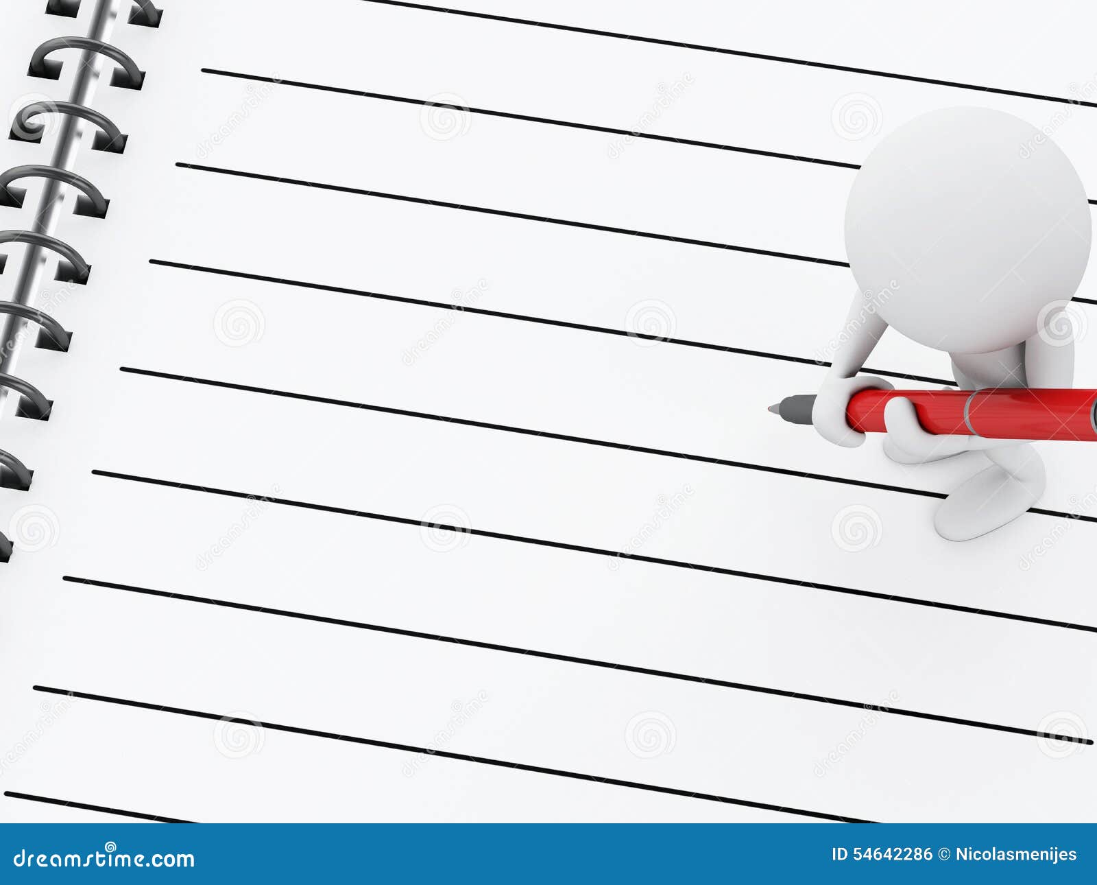 3d White People with Notepad and Pen. Stock Illustration - Illustration ...