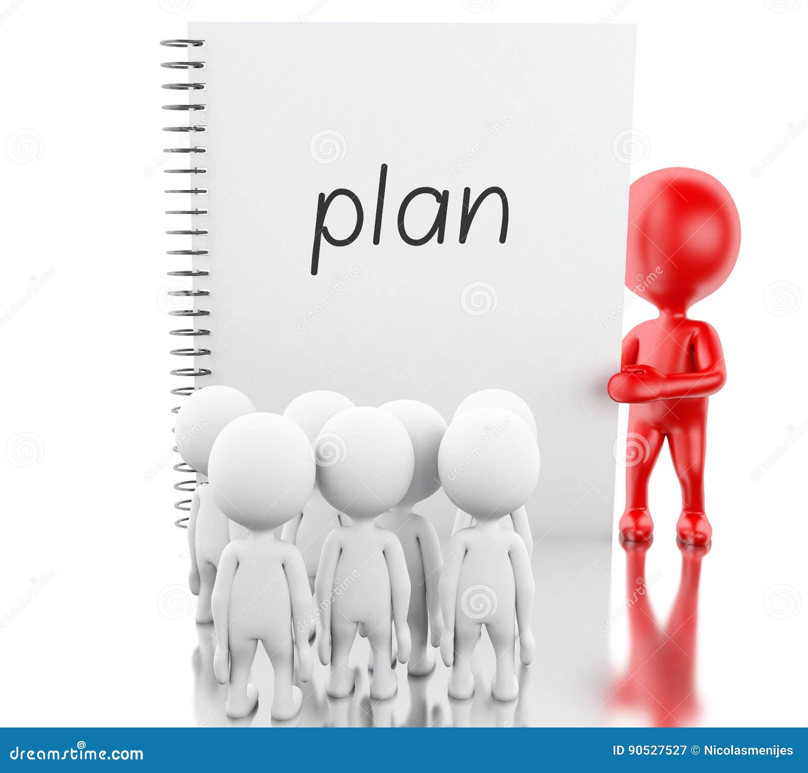3D White People And Notepad With PLAN. Stock Illustration ...