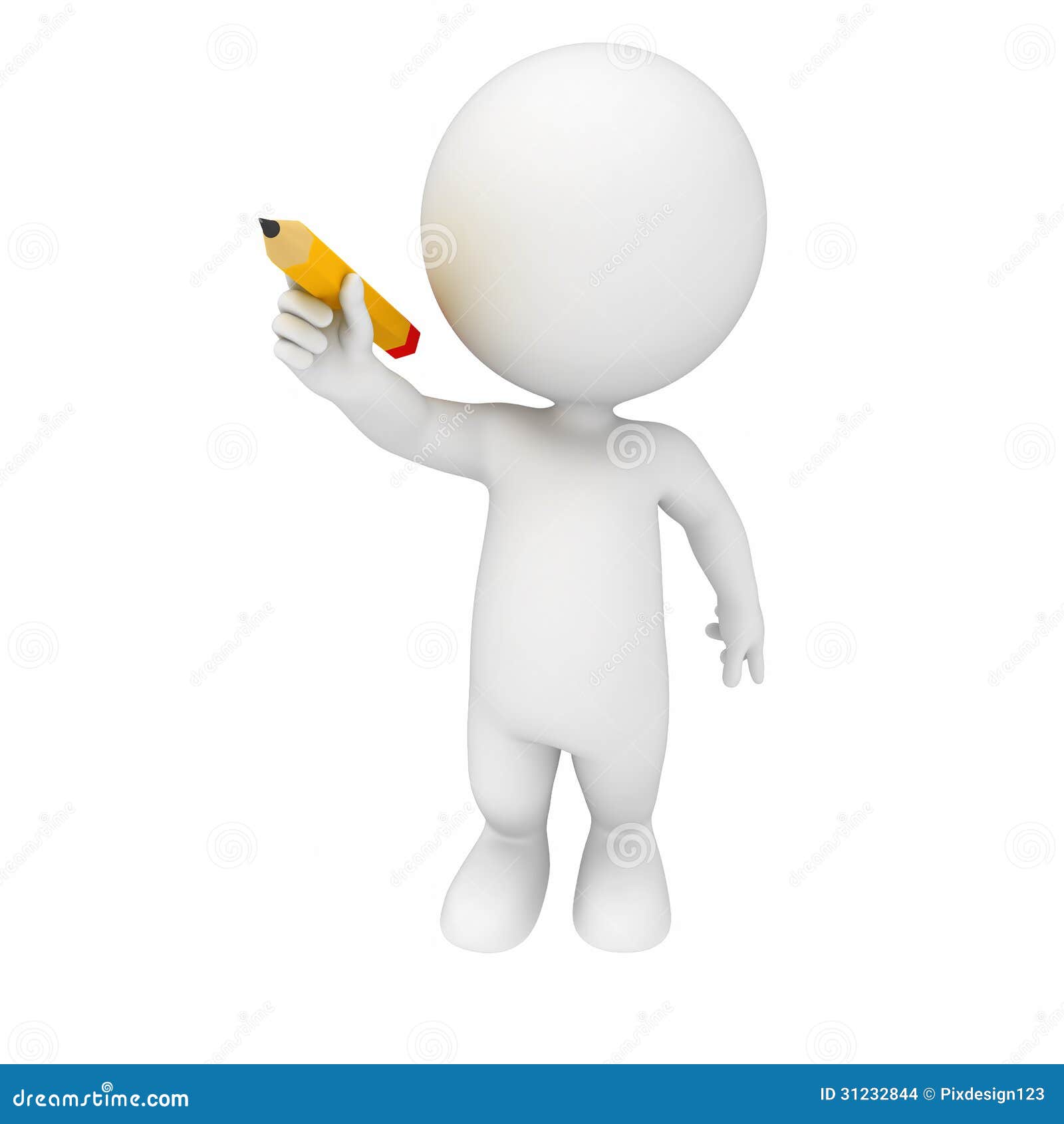 3d White People with Pencil Stock Illustration - Illustration of color ...