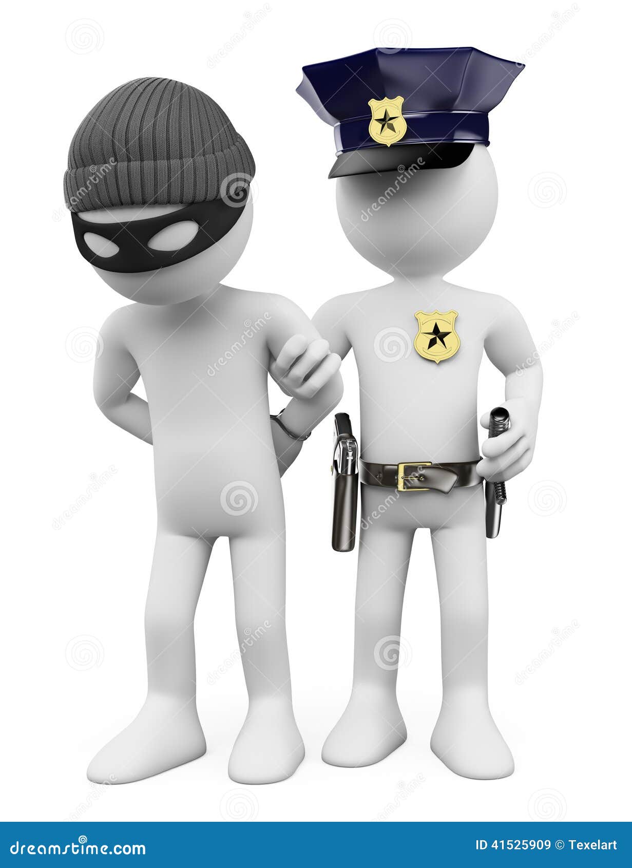 3D White People. Police and Thief Stock Illustration - Illustration of ...