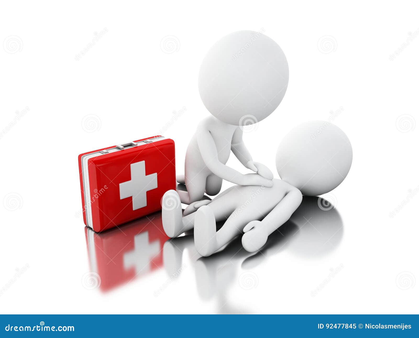3d White People Providing First Aid Support Stock Illustration ...