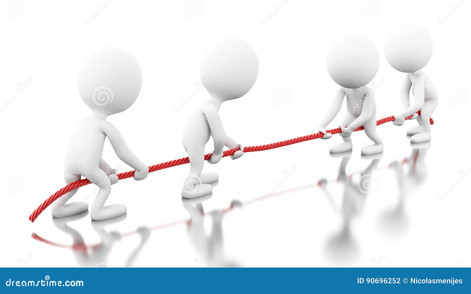 3d White People Pulling the Rope. Stock Illustration - Illustration of ...