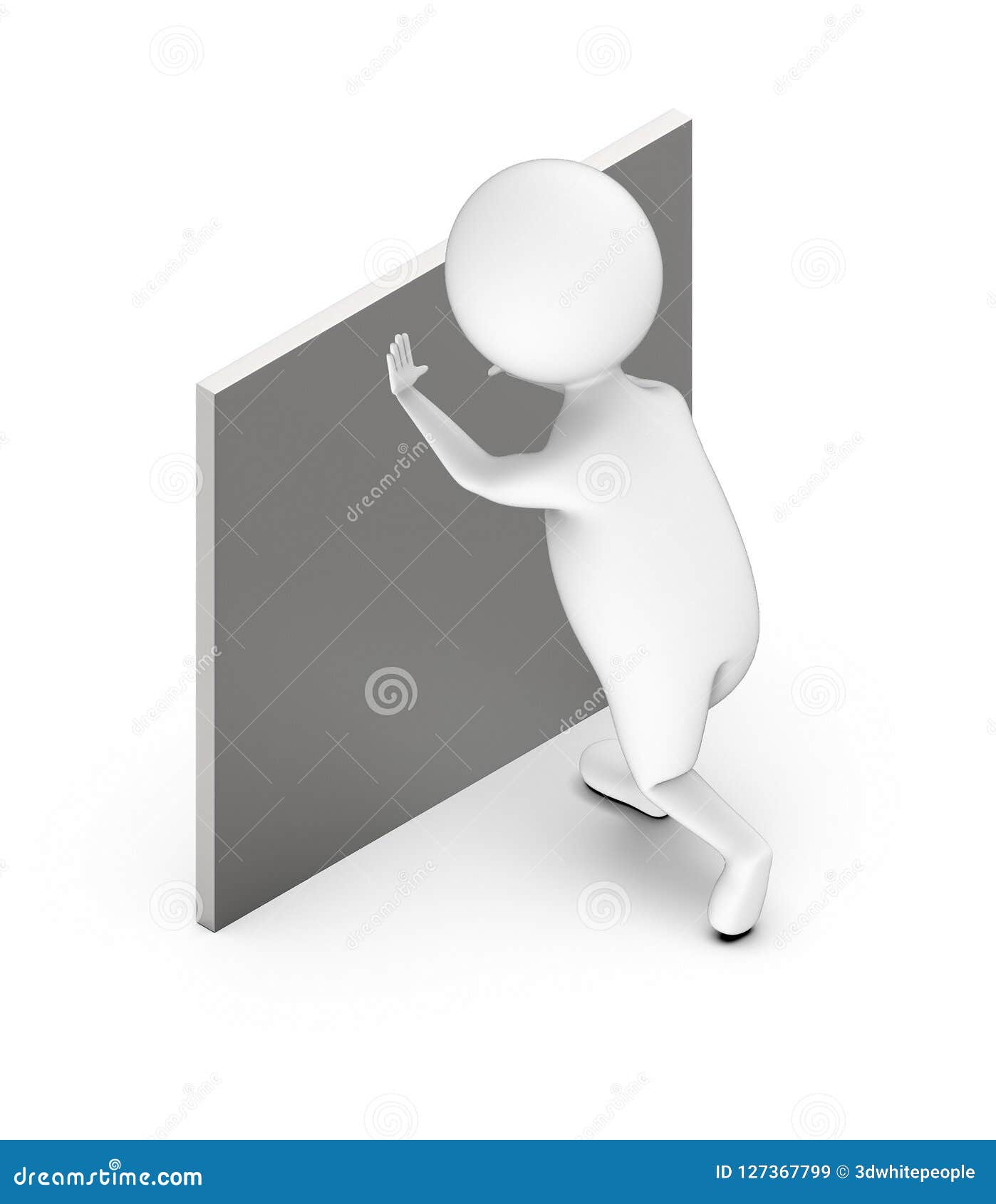 3d White People Pushing a Chrome Board Stock Illustration ...