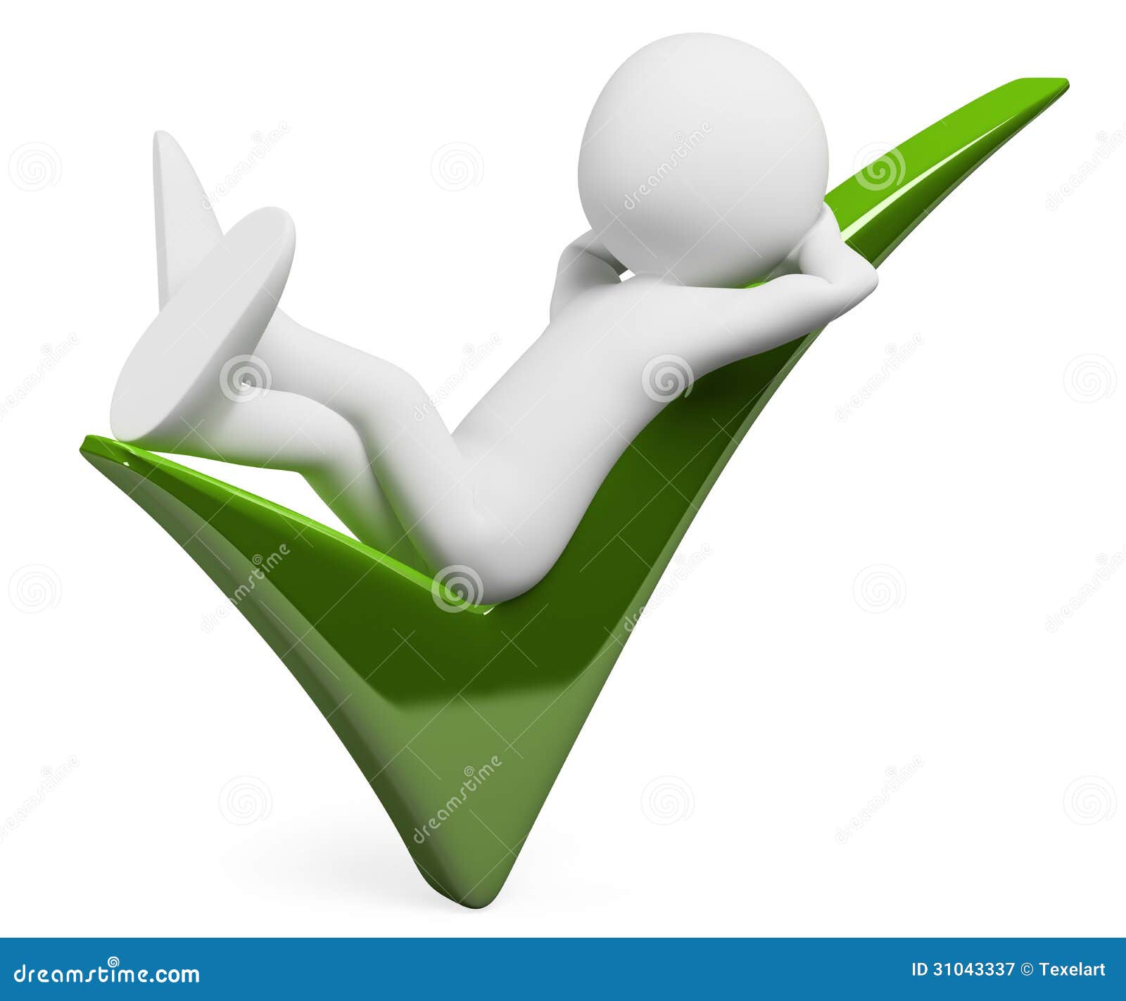 3D White People. Resting on a Check Mark Stock Illustration ...