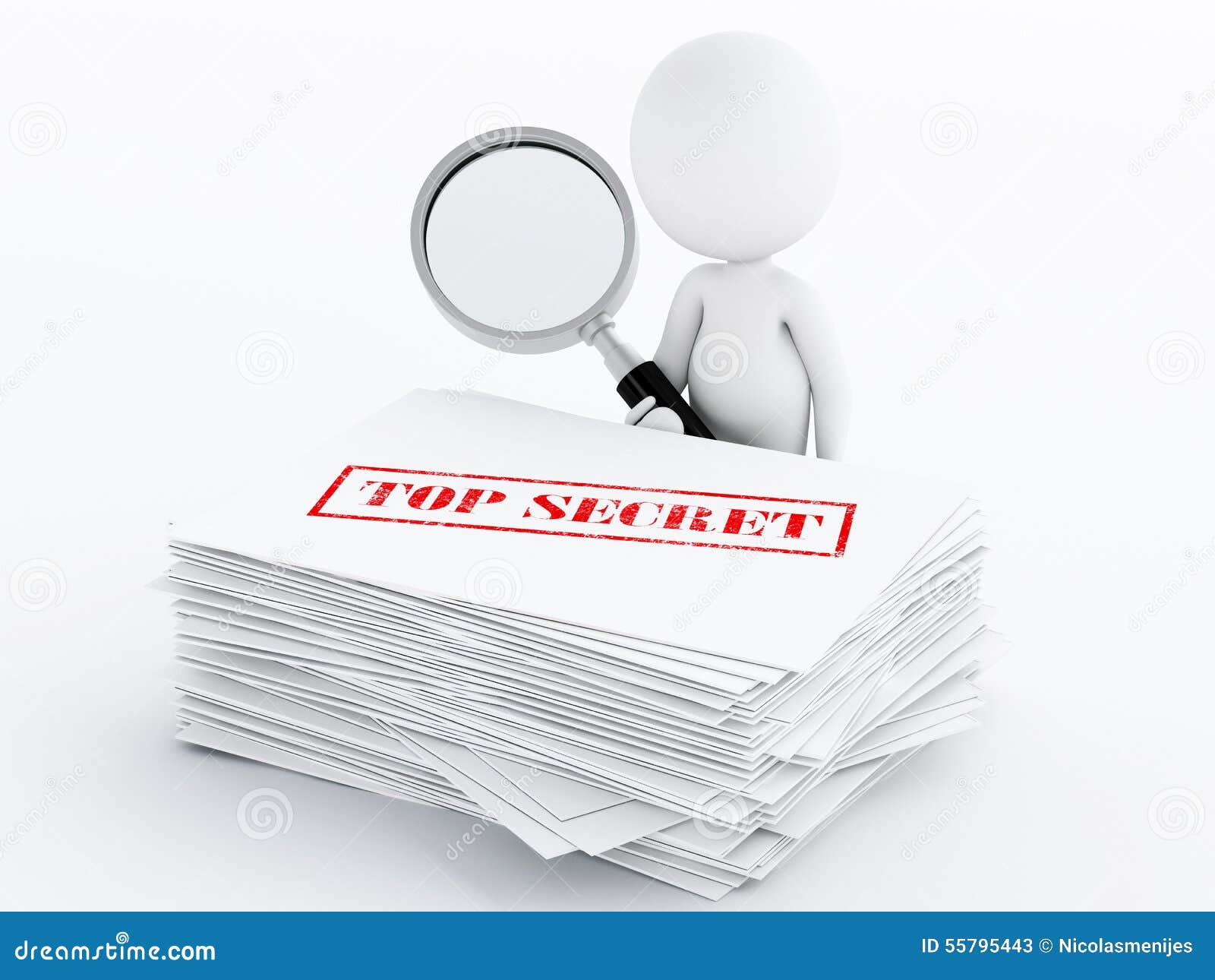 3d White People with Secret Paper Sheets. Stock Illustration ...