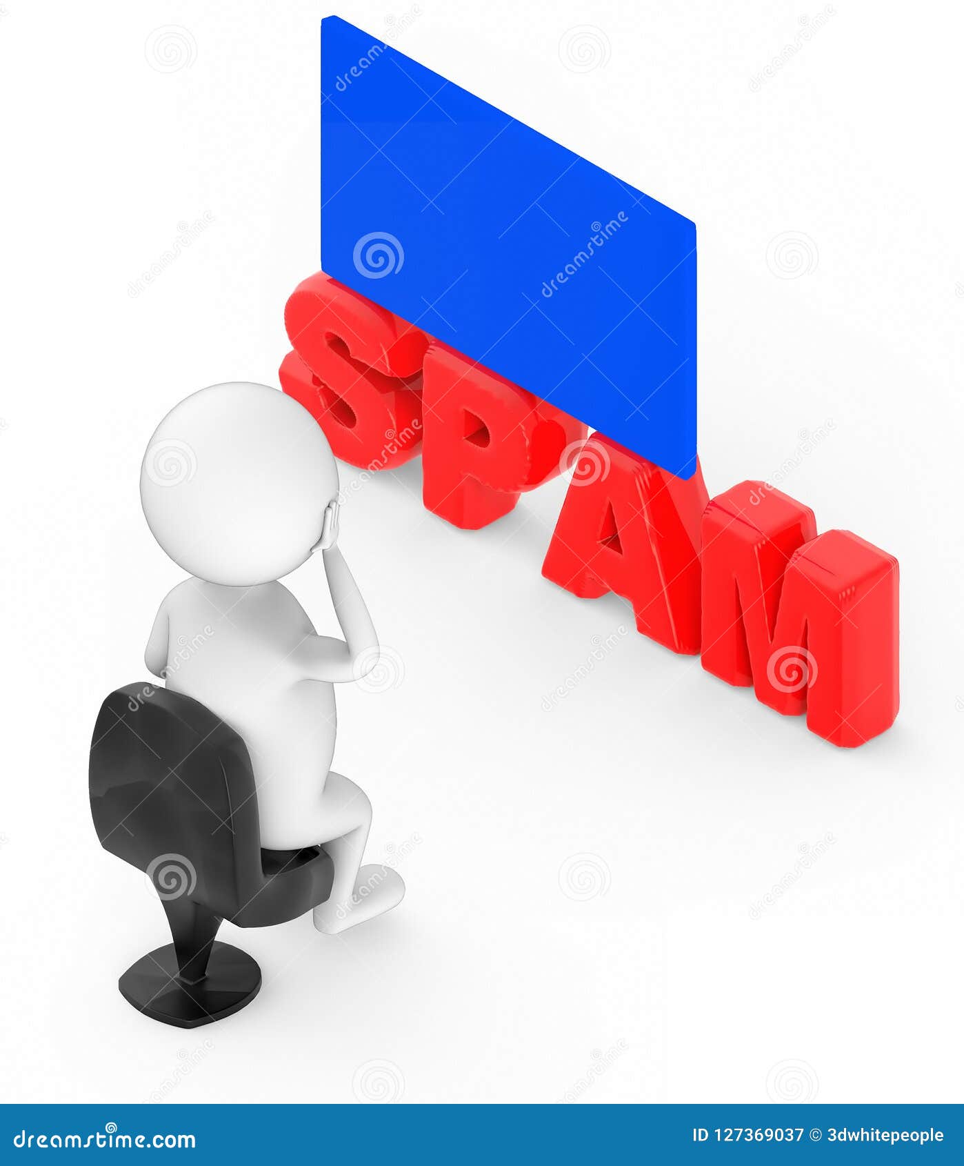 3d White People Sitting in a Chair and Looking at a Spam Envelope Stock ...