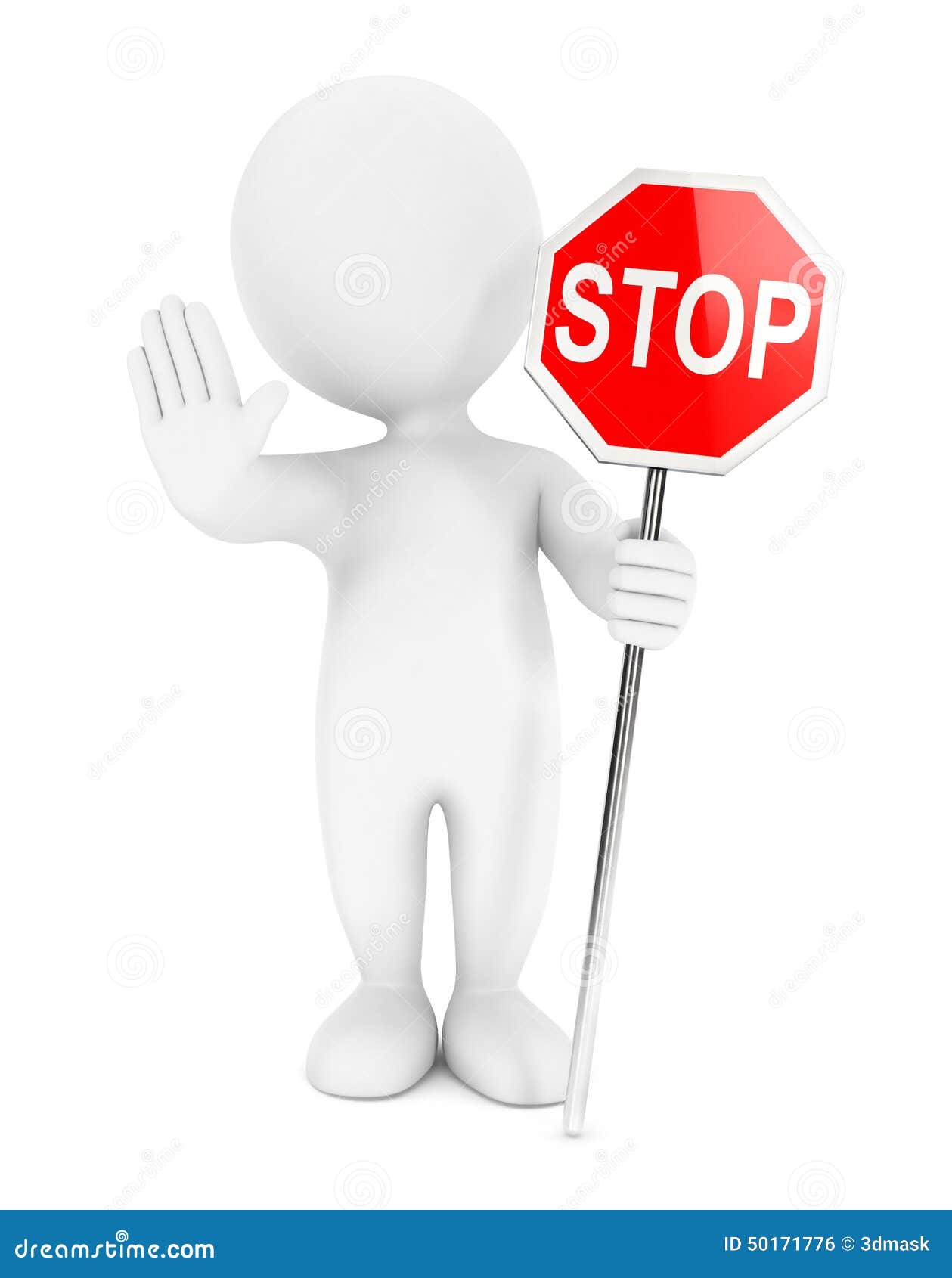 3d white people stop sign stock illustration. Illustration of ...
