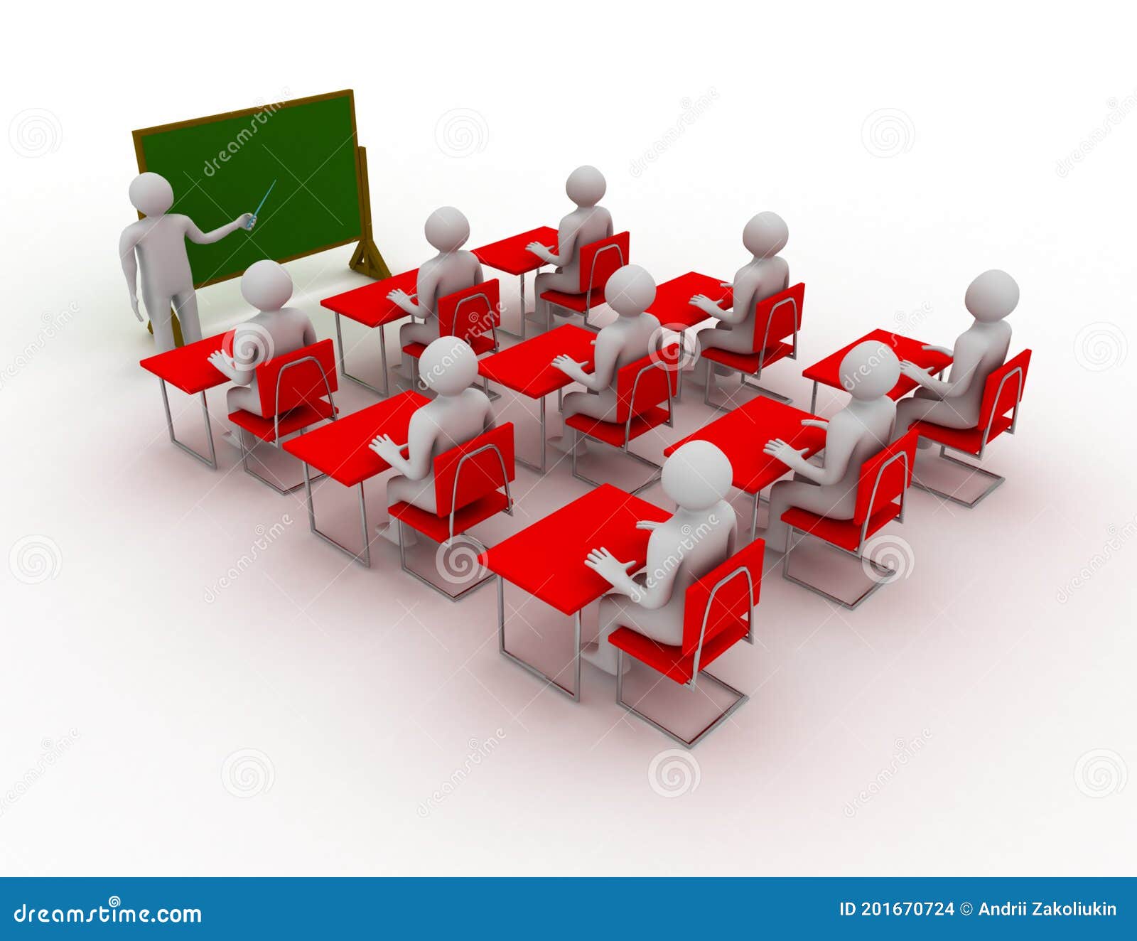 3D White People. Students in Class . 3d Rendered Illustration Stock ...