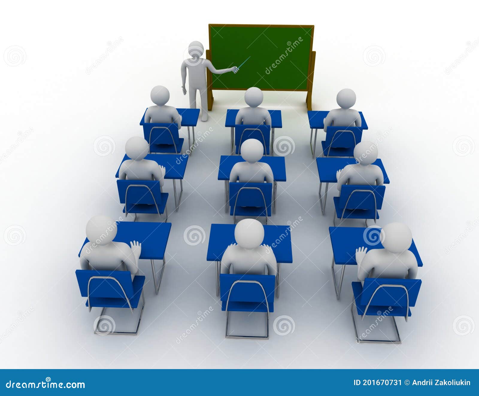 3D White People. Students in Class . 3d Rendered Illustration Stock ...