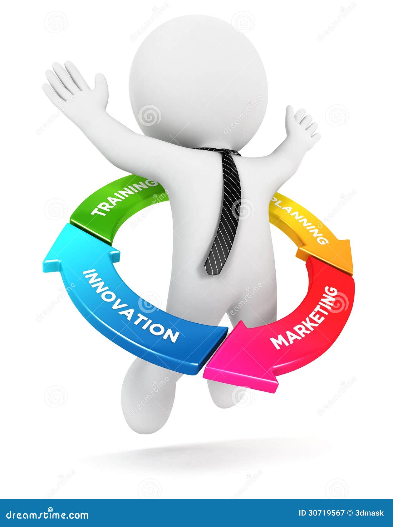 3d White People Success Cycle Stock Illustration - Illustration of ...