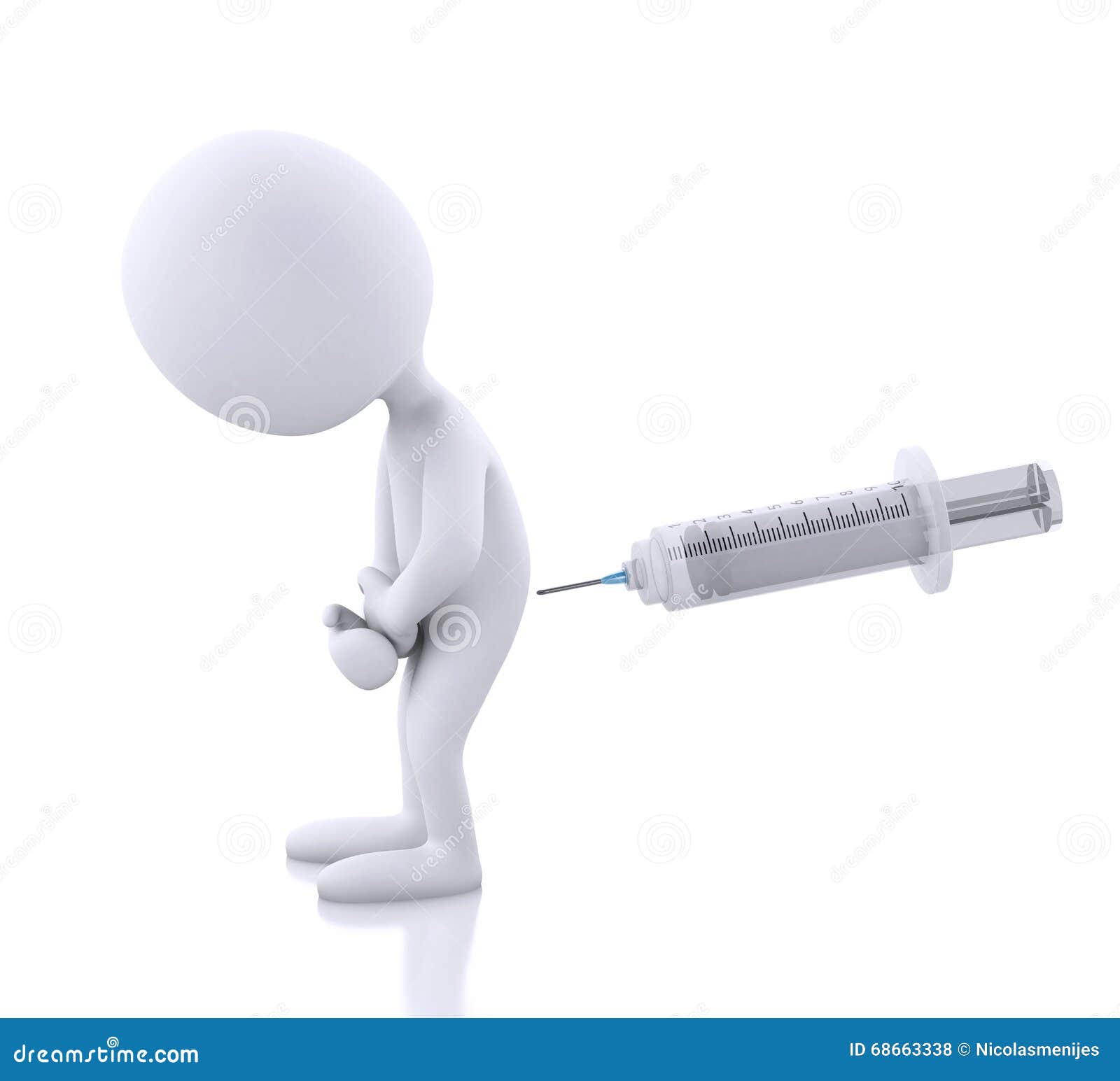 3D White People with Syringe Stock Illustration - Illustration of ...