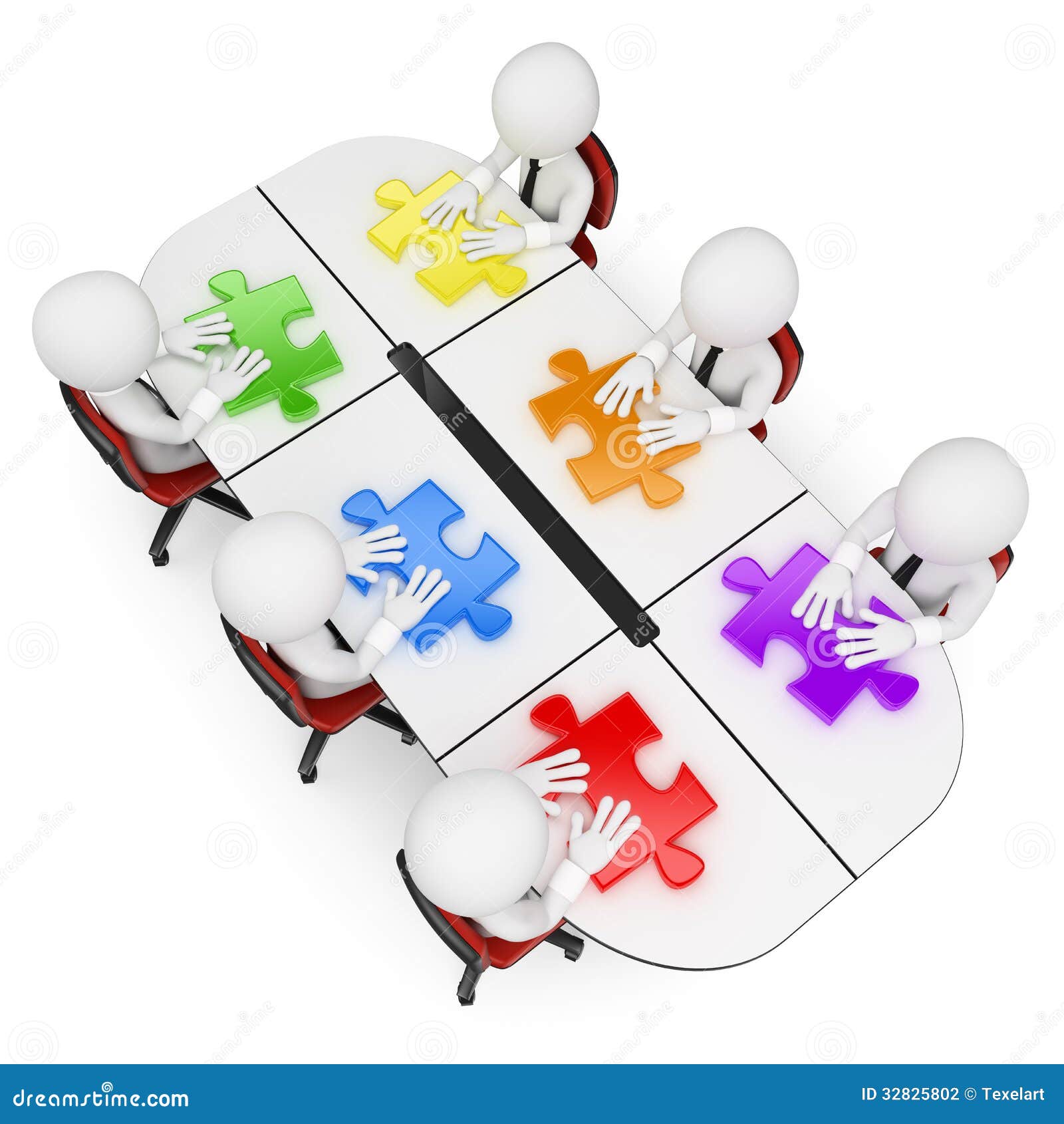 3D White People. Teamwork Looking for the Best Solution Stock ...
