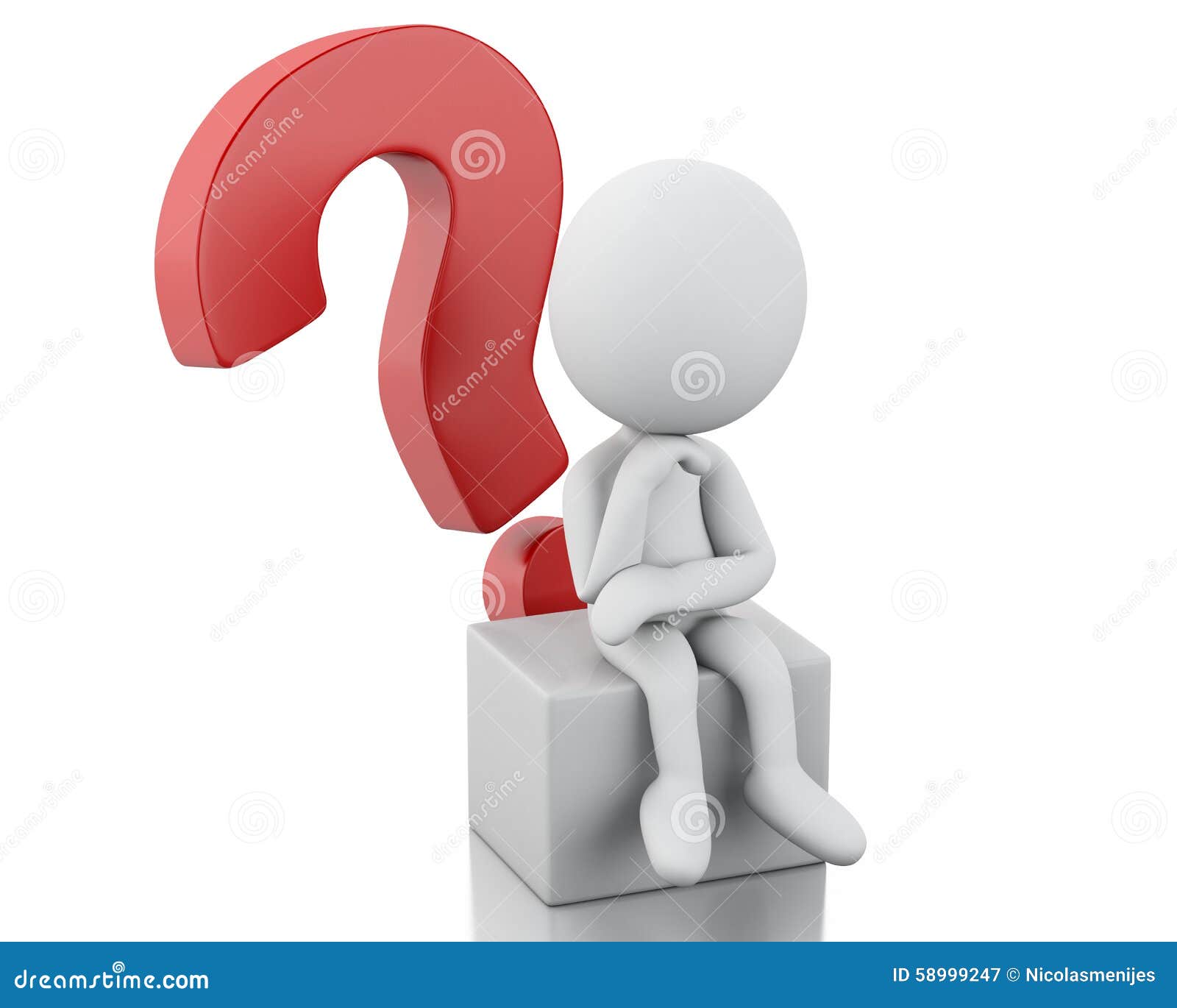 3d White People Thinking With A Red Question Mark Royalty-Free Stock ...