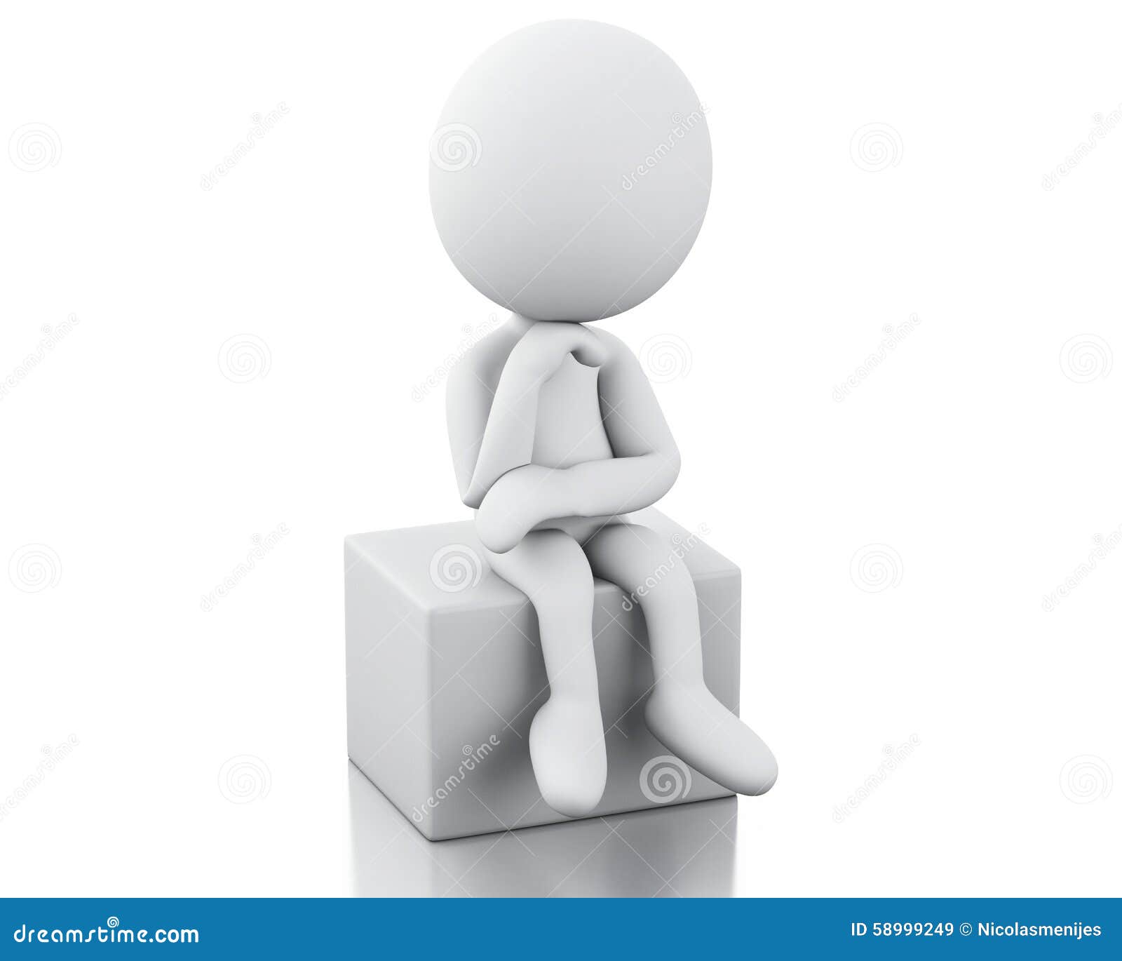3d White People Thinking on White Background Stock Illustration ...