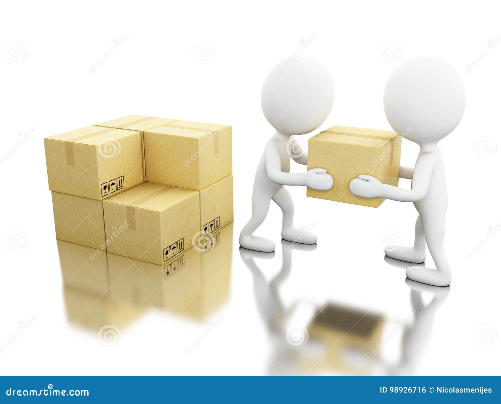 People Unload A Bunch Of Boxes. Parcel Delivery Stock Illustration ...