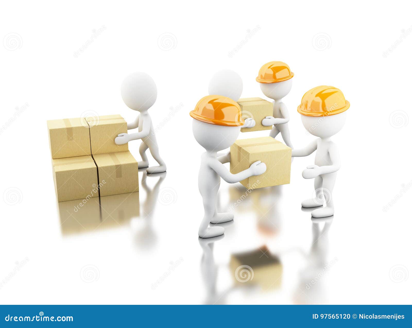 People Unload A Bunch Of Boxes. Parcel Delivery Stock Illustration ...
