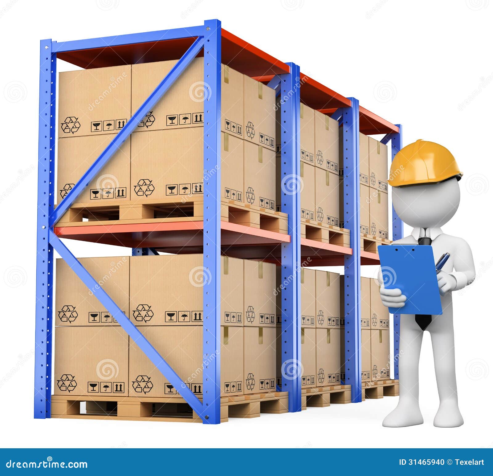 3D White People. Warehouse Manager Stock Illustration - Illustration of ...
