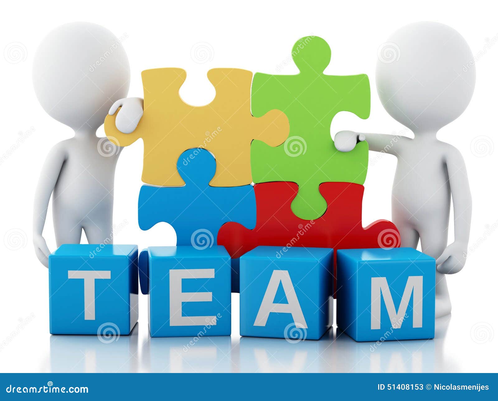 3d White People Work Together. Team Concept Stock Illustration ...